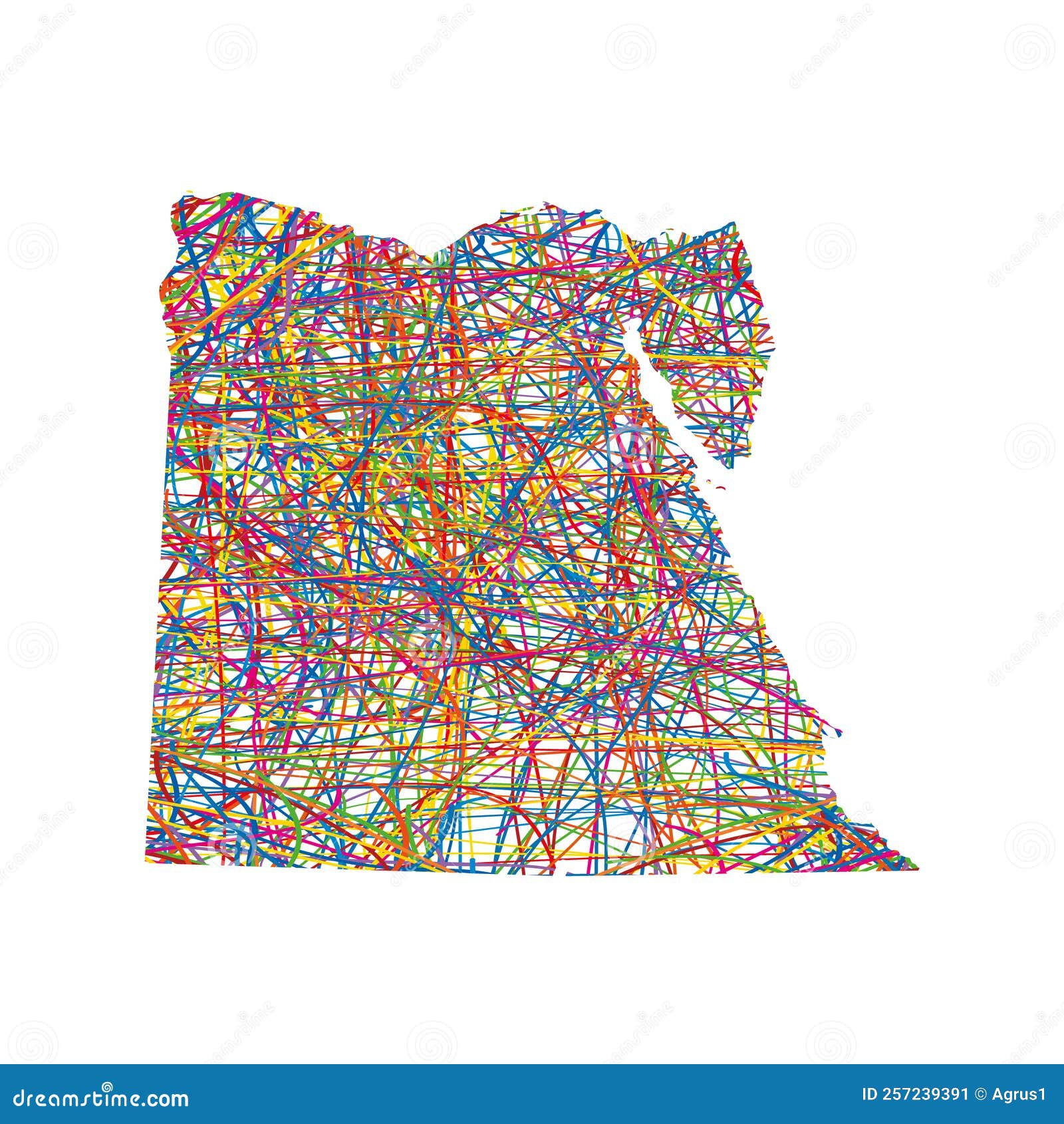 Vector Illustration of Multicolored Abstract Striped Map of Egypt Stock ...