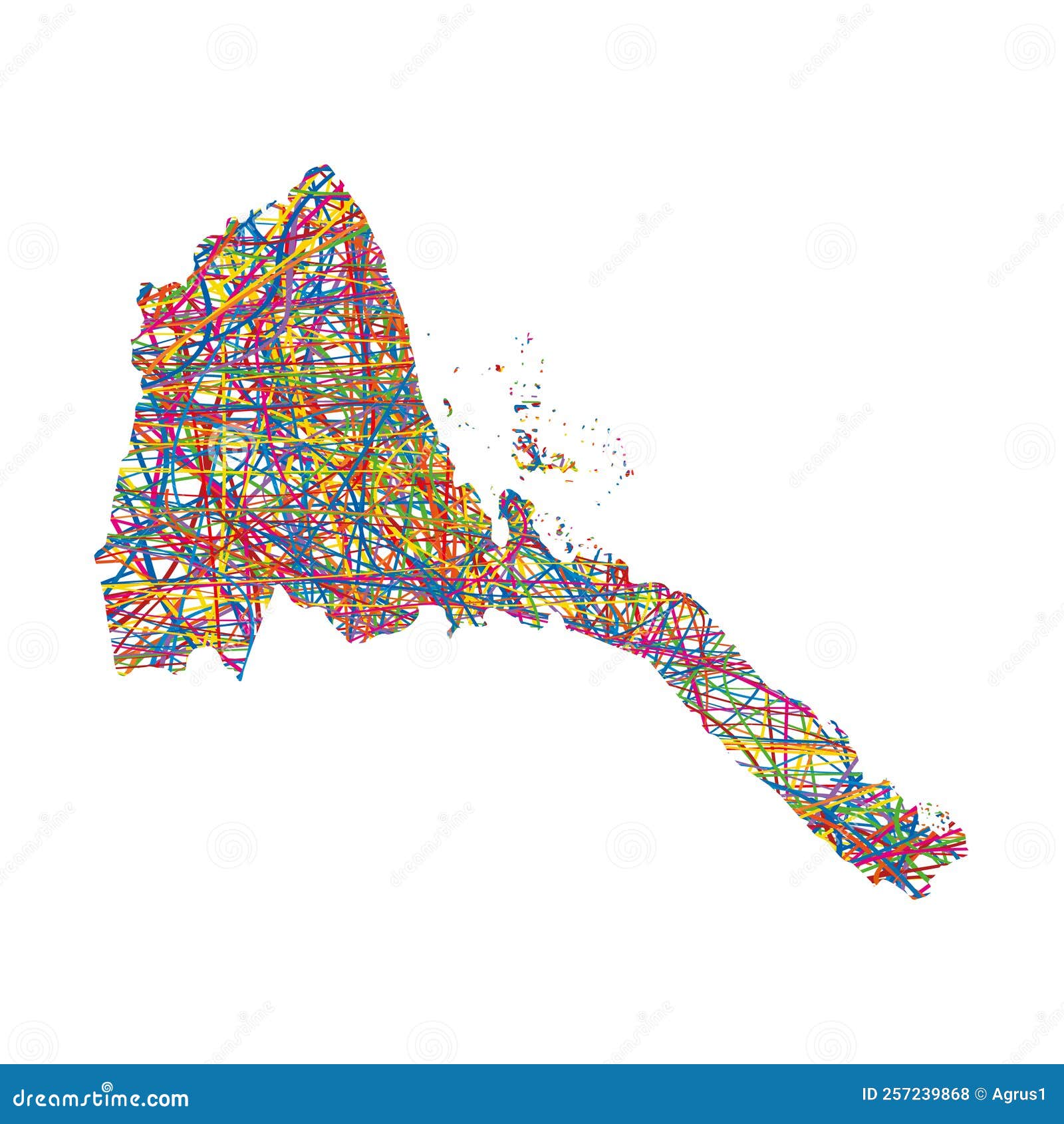 Vector Illustration of Multicolored Abstract Striped Map of Eritrea ...