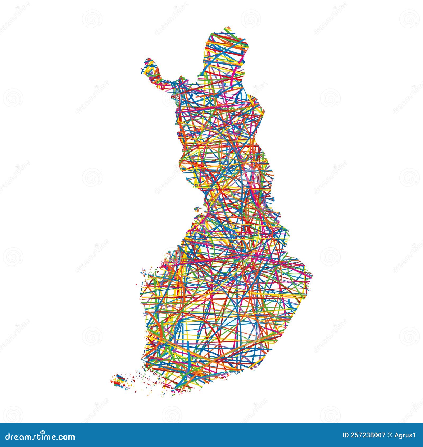 Vector Illustration of Multicolored Abstract Striped Map of Finland ...