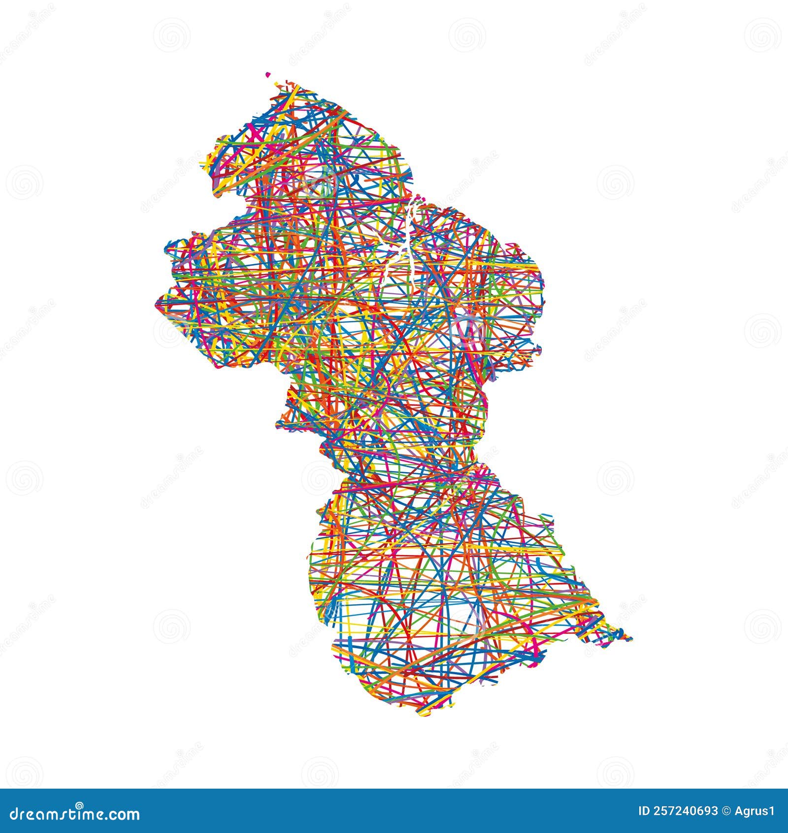 Abstract Map Of Guyana - Vector Illustartion Of Striped Gold Colored ...