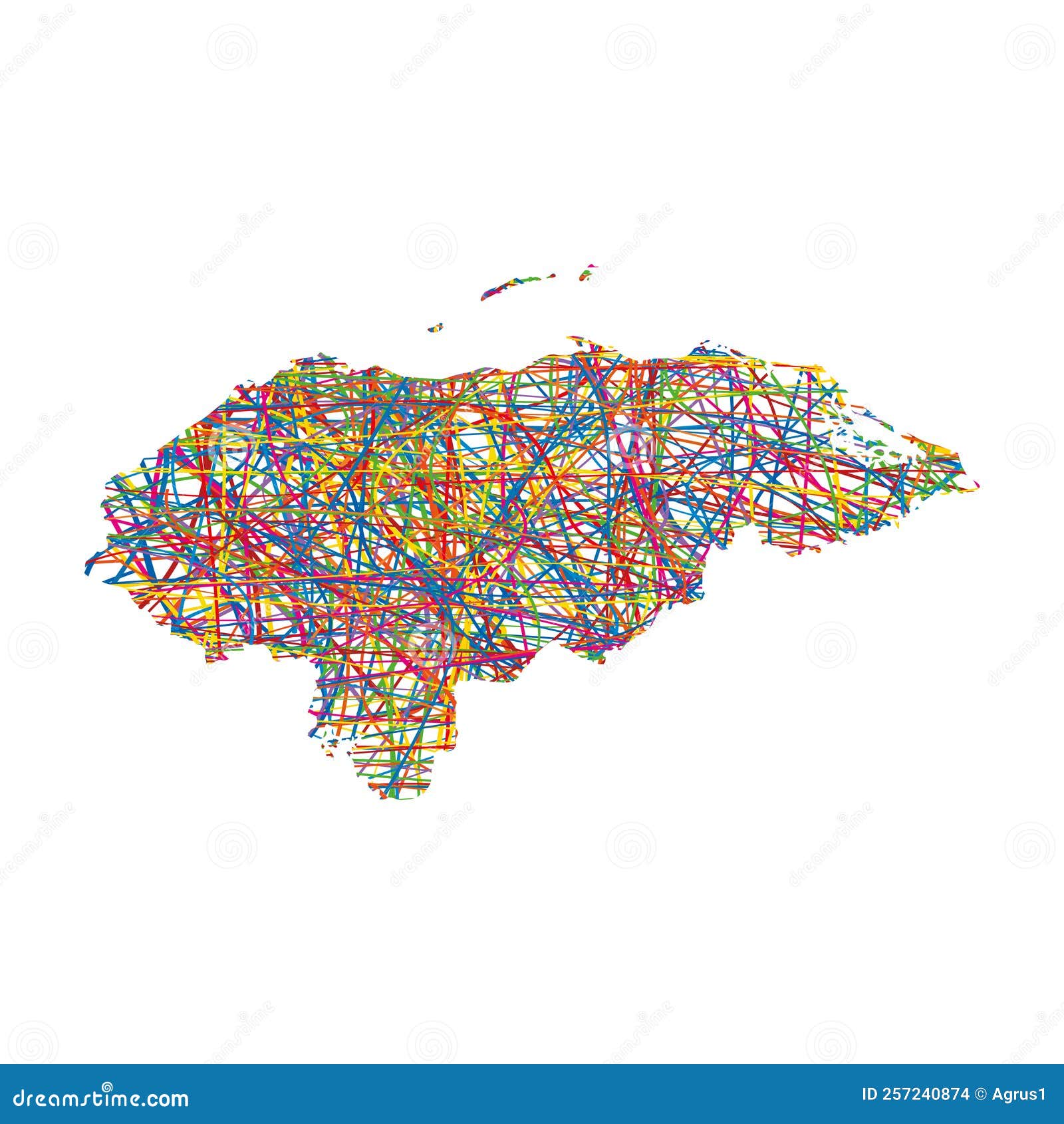 Vector Illustration of Multicolored Abstract Striped Map of Honduras ...