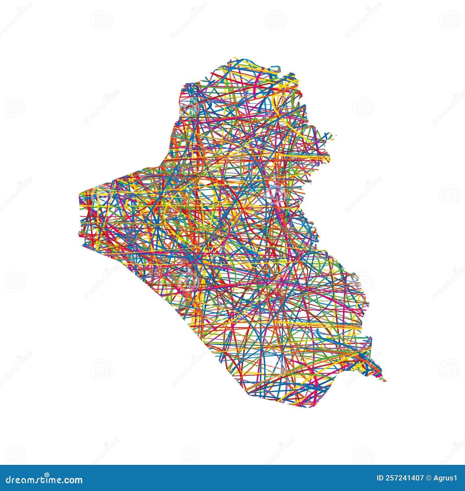 Vector Illustration of Multicolored Abstract Striped Map of Iraq Stock ...