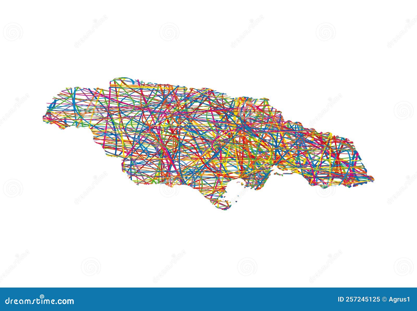 Vector Illustration of Multicolored Abstract Striped Map of Jamaica ...