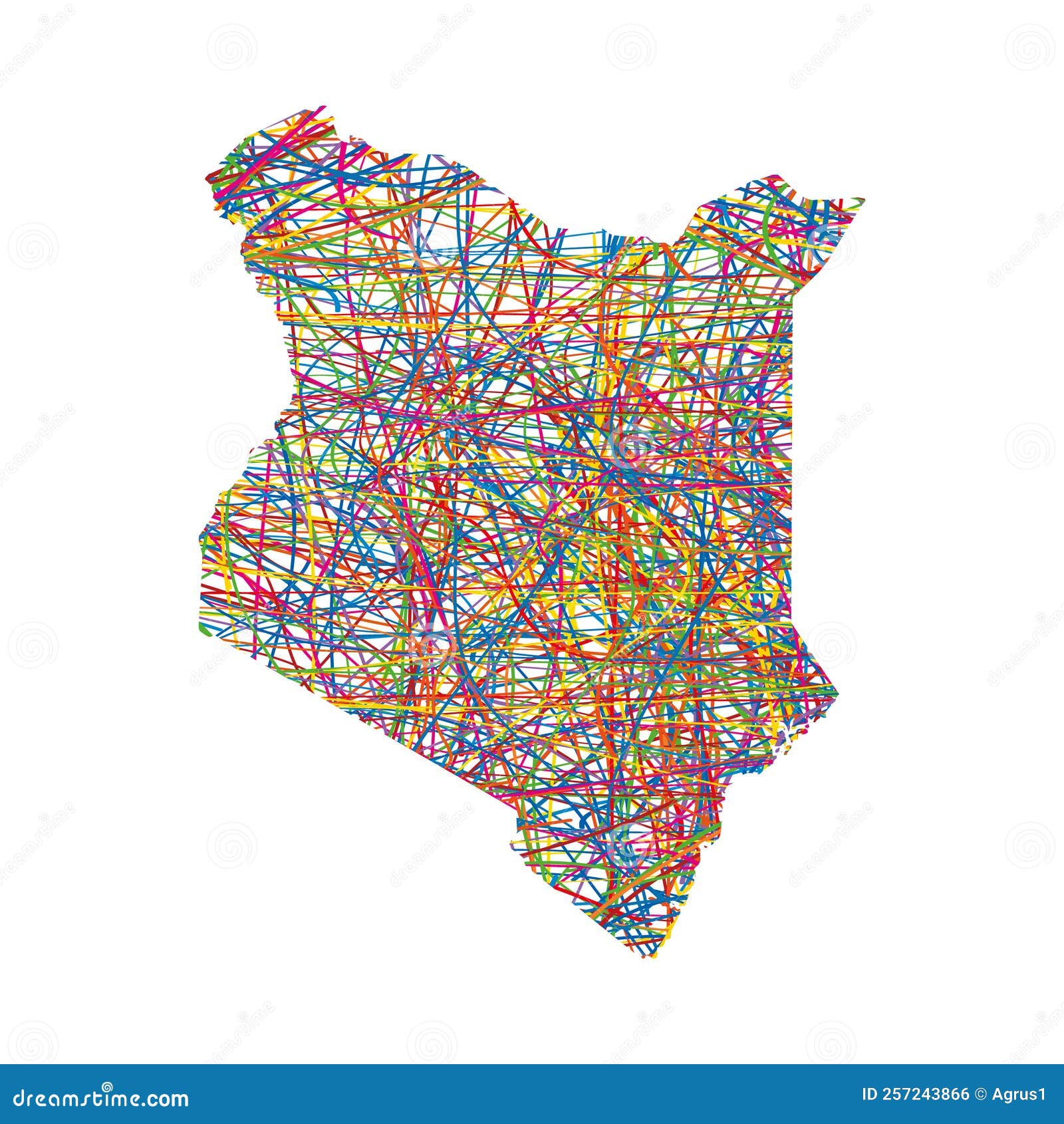 Vector Illustration of Multicolored Abstract Striped Map of Kenya Stock ...