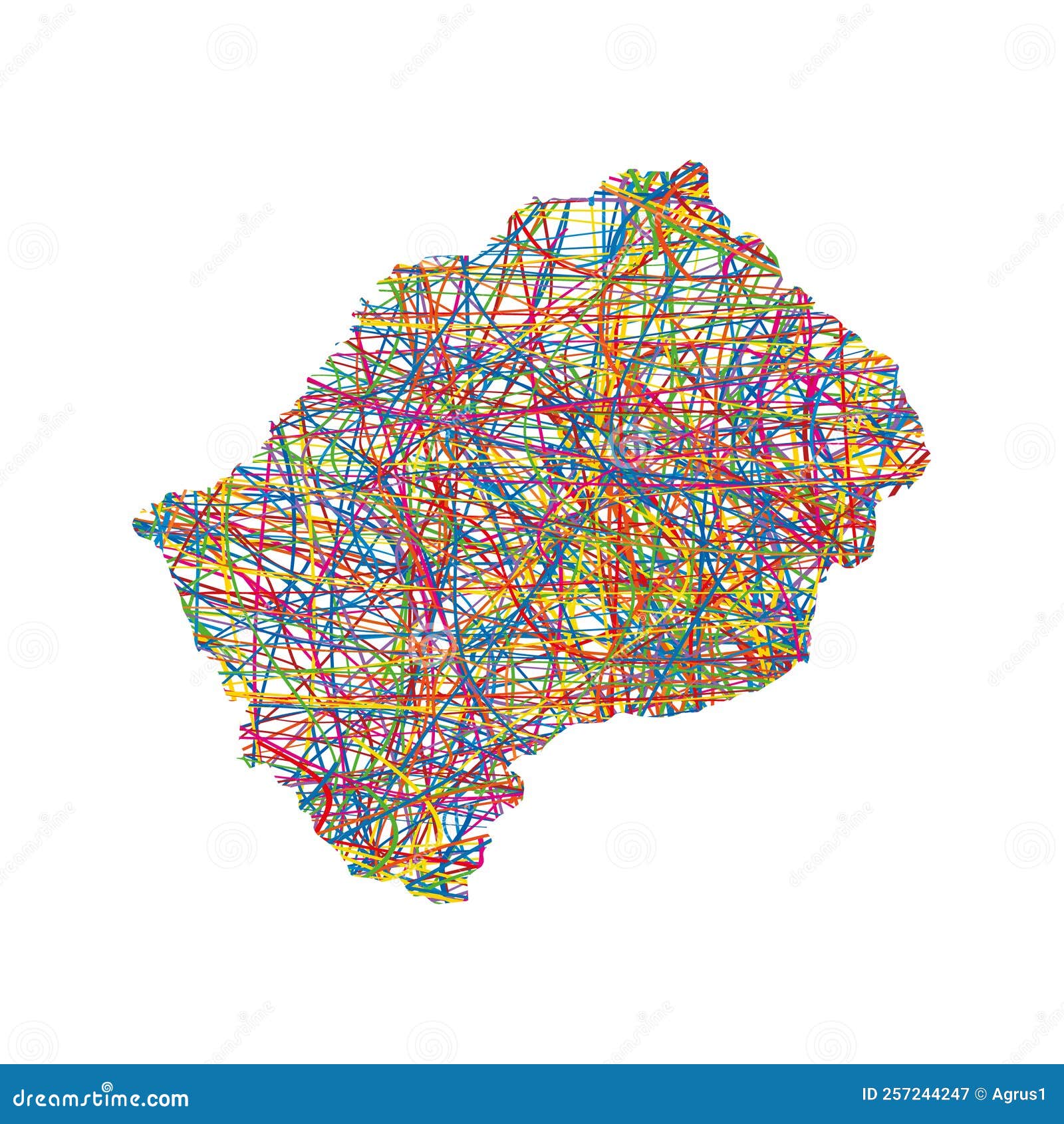 Vector Illustration of Multicolored Abstract Striped Map of Lesotho ...