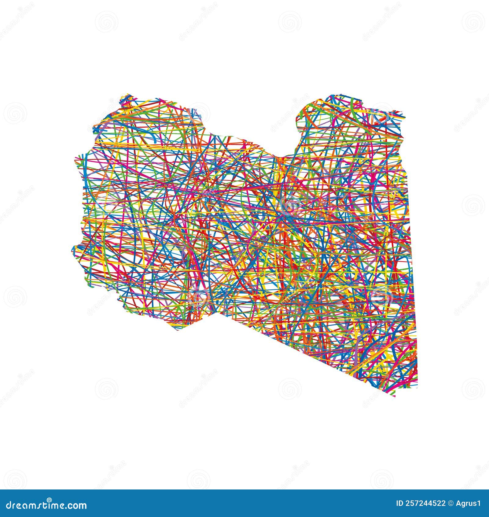 Vector Illustration of Multicolored Abstract Striped Map of Libya Stock ...