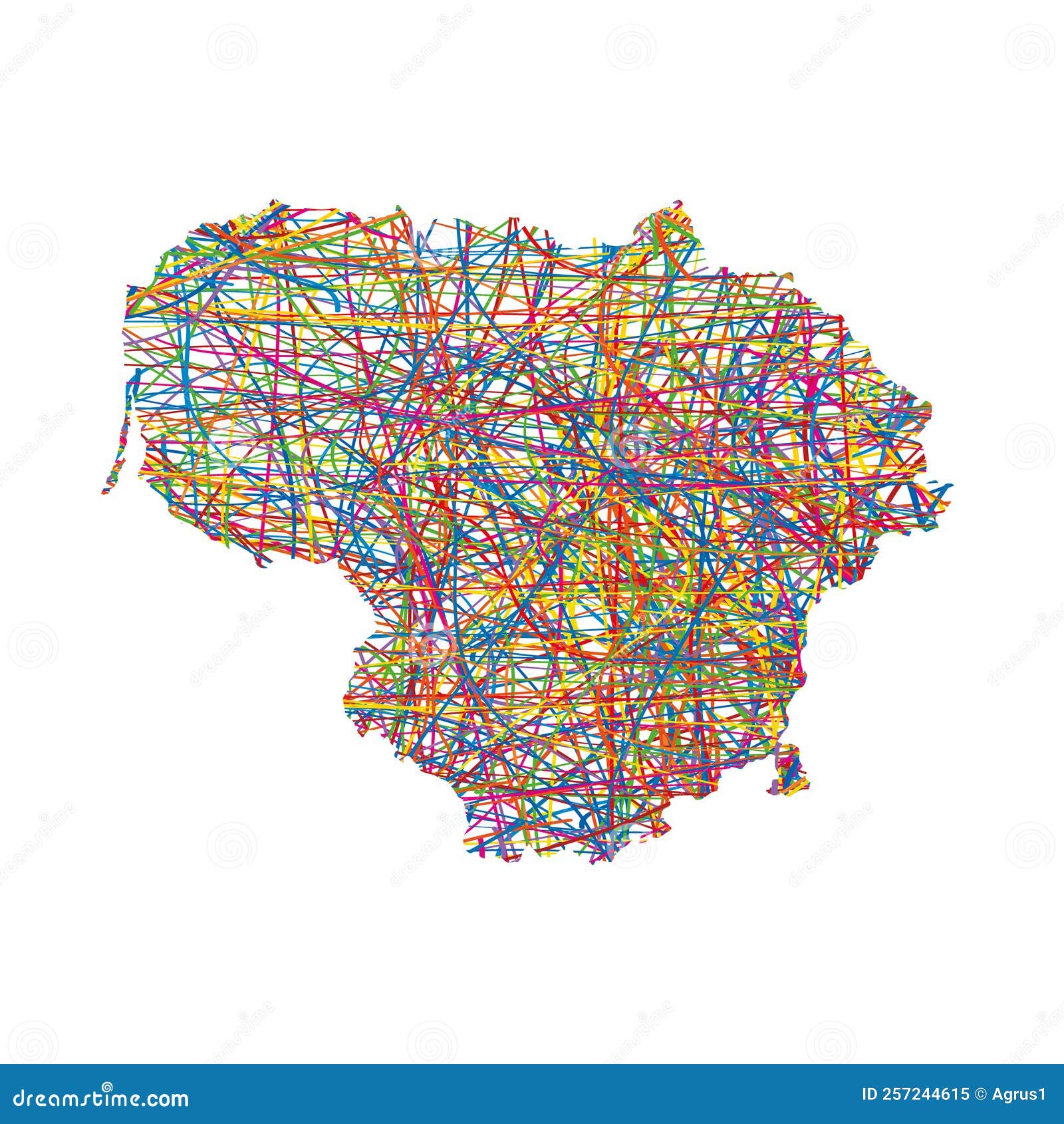 Vector Illustration of Multicolored Abstract Striped Map of Lithuania ...