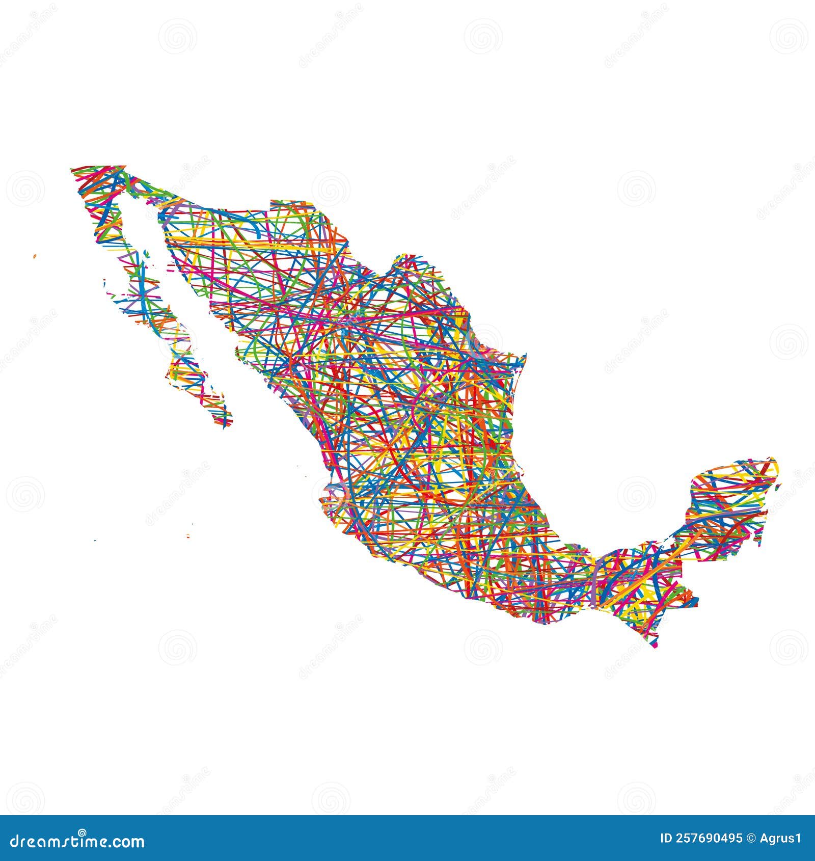 Vector Illustration of Multicolored Abstract Striped Map of Mexico ... Vector Illustration of Multicolored Abstract Striped Map of Mexico ...