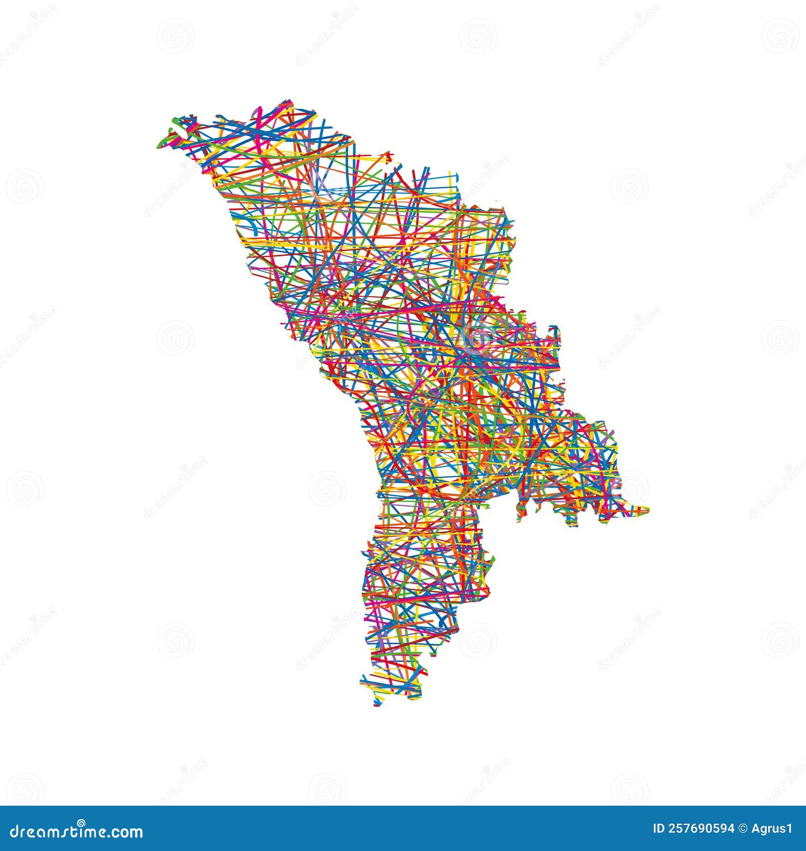 Vector Illustration of Multicolored Abstract Striped Map of Moldova ...