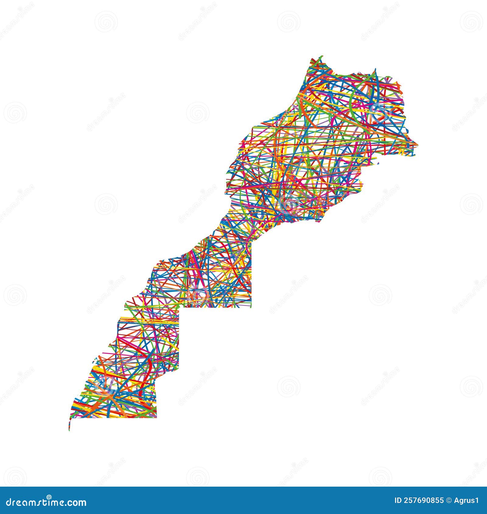 Vector Illustration of Multicolored Abstract Striped Map of Morocco ...