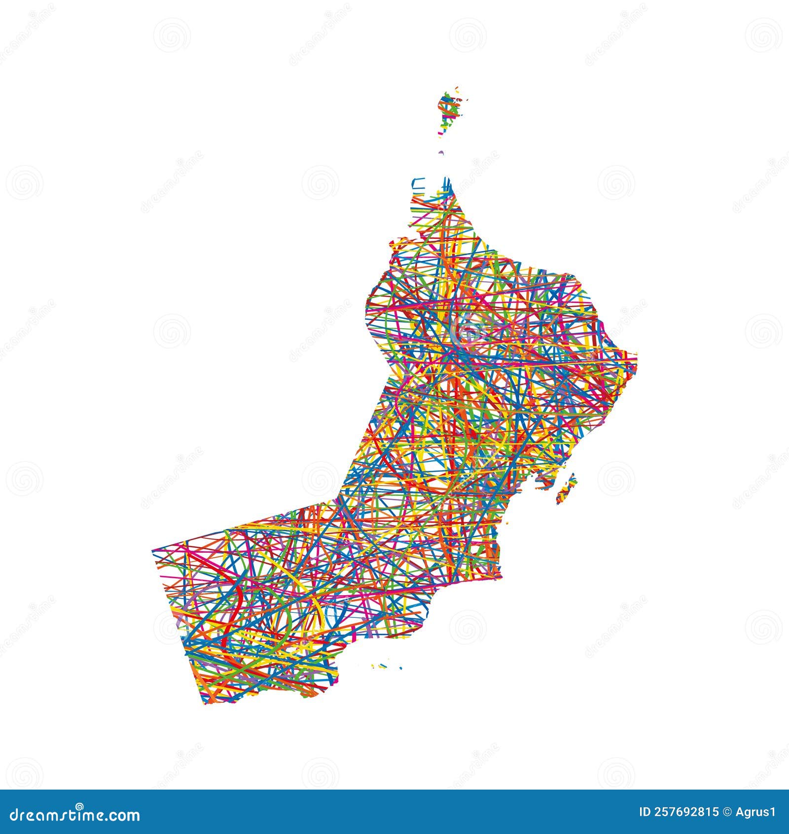 Vector Illustration of Multicolored Abstract Striped Map of Oman Stock ...