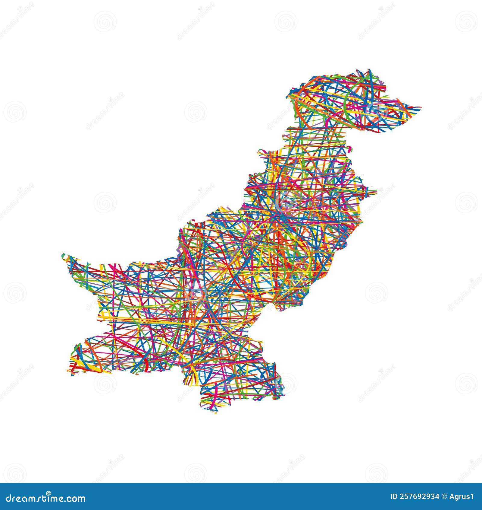Vector Illustration of Multicolored Abstract Striped Map of Pakistan ...