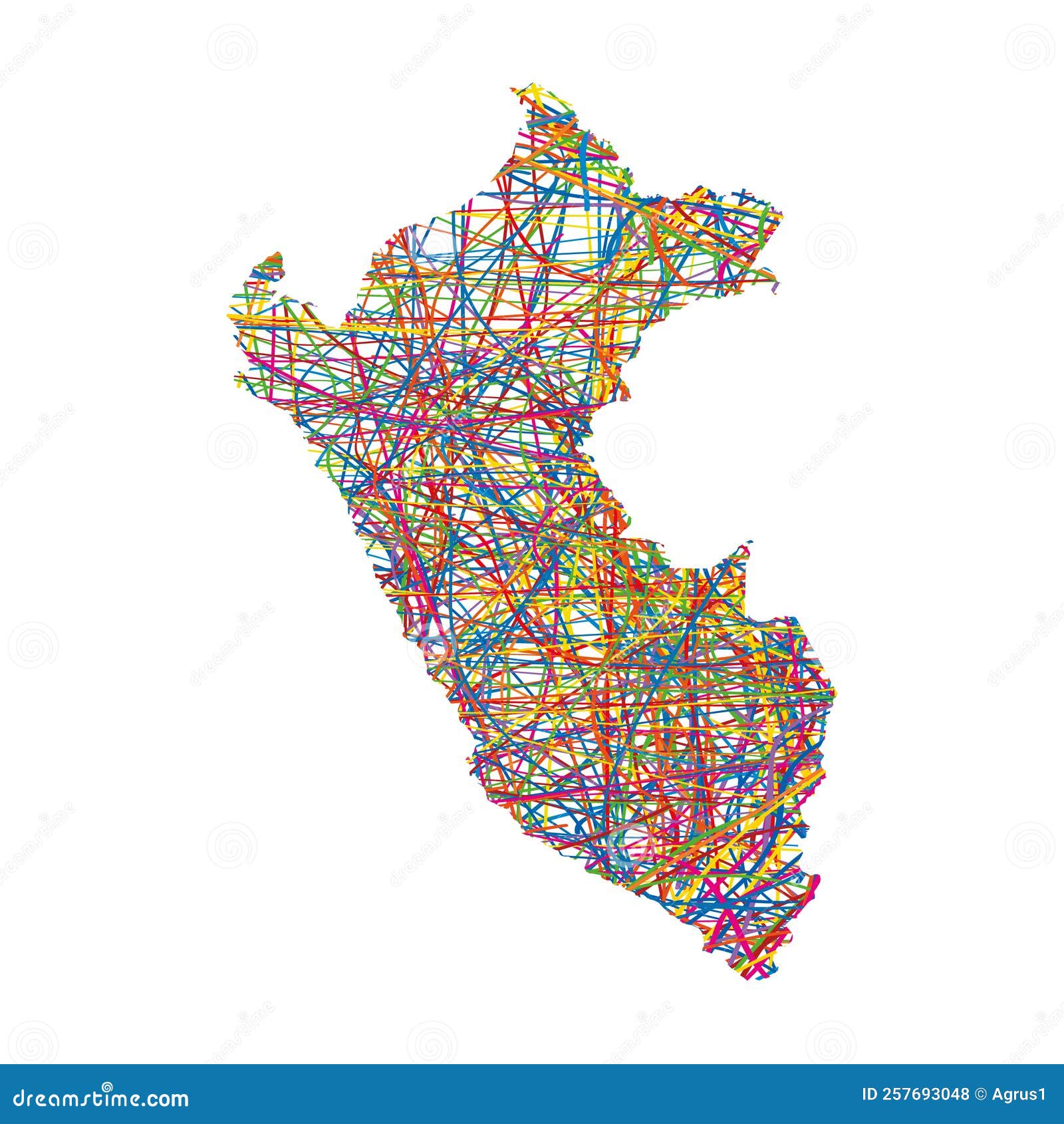 Vector Illustration of Multicolored Abstract Striped Map of Peru Stock ...