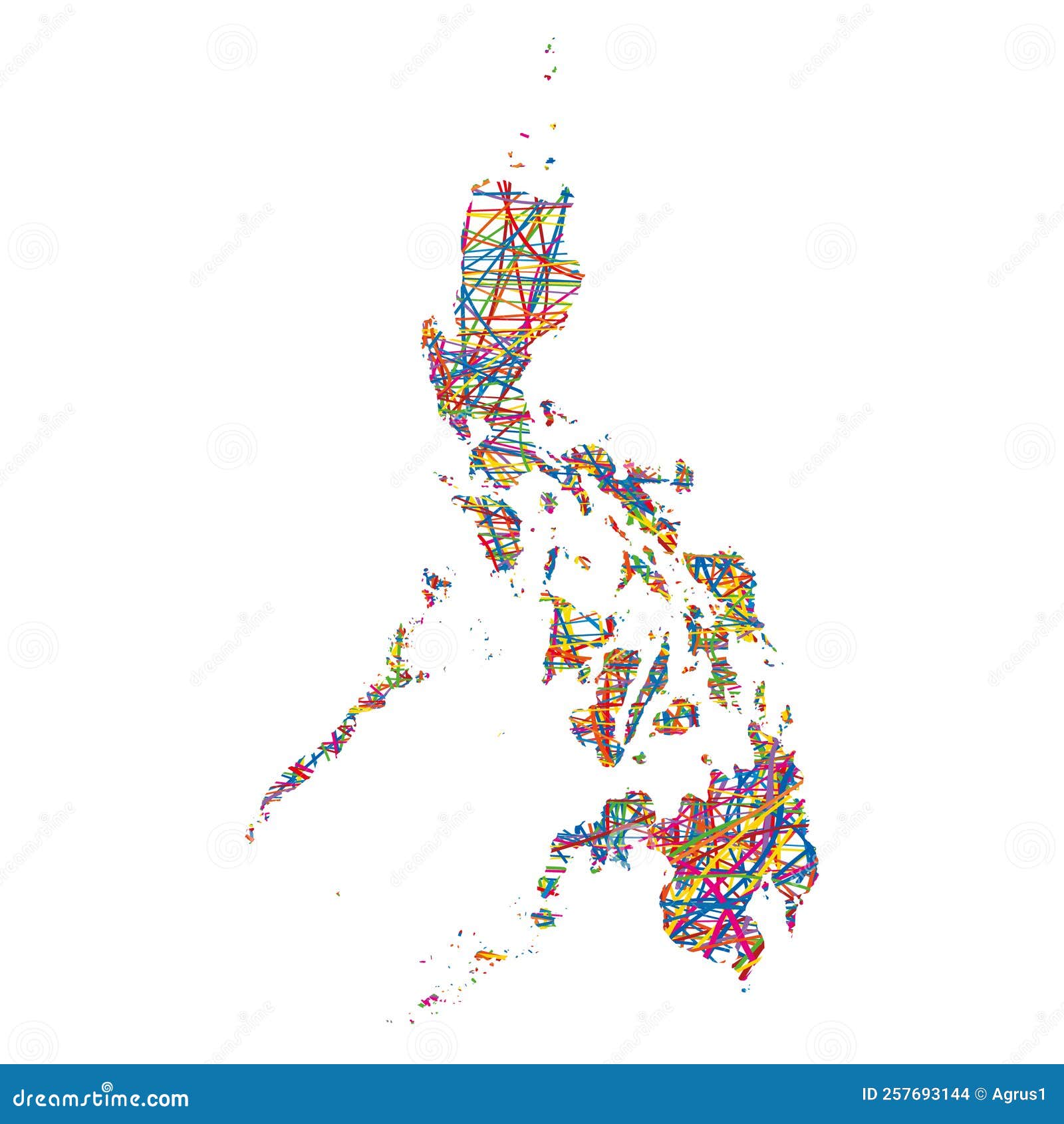 Vector Illustration of Multicolored Abstract Striped Map of Philippines ...
