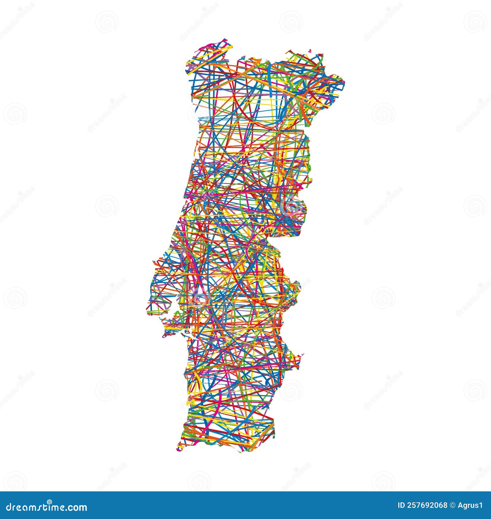 Vector Illustration of Multicolored Abstract Striped Map of Portugal ...