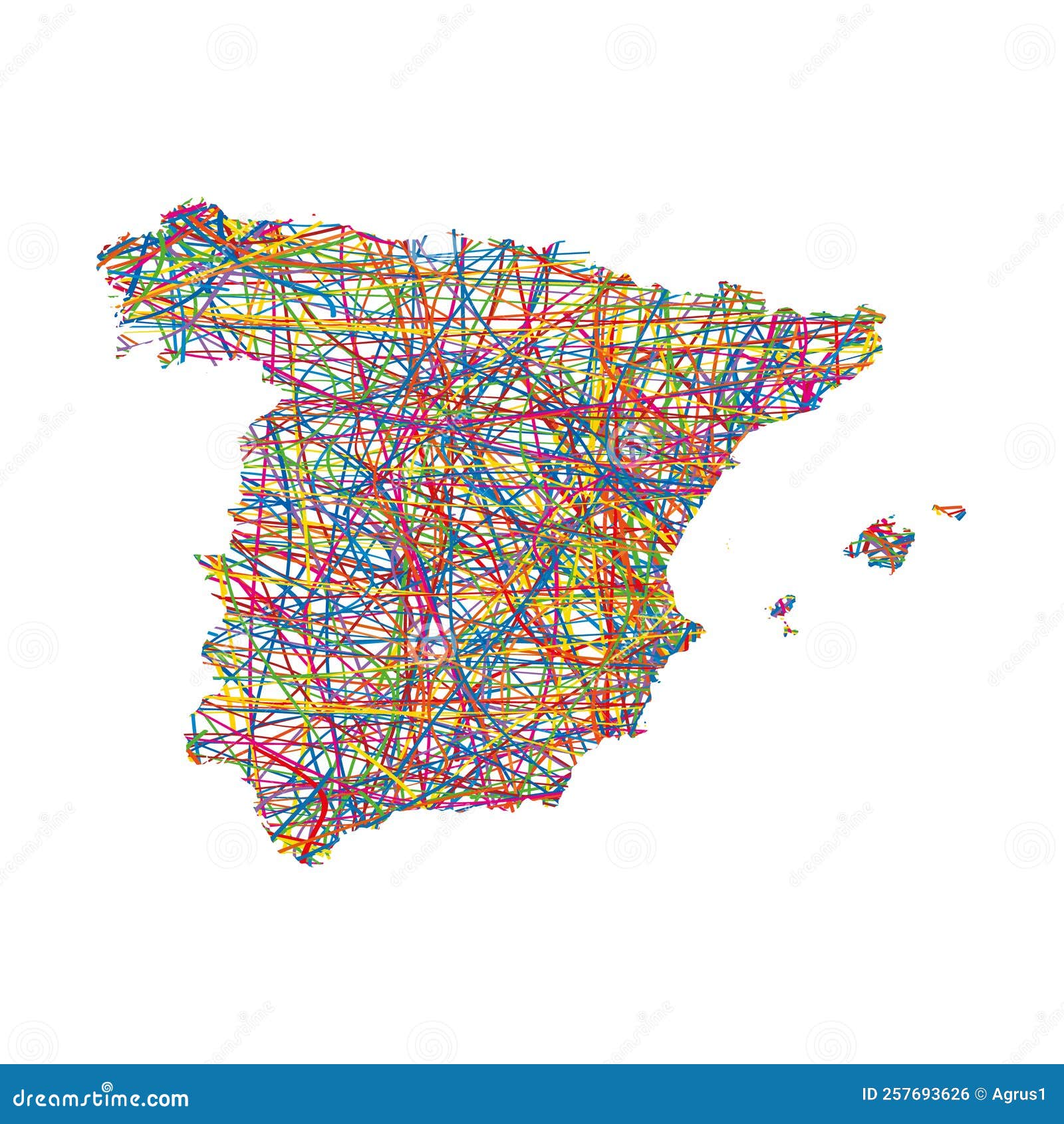 Spain Map Design With 3D Style. Blue Spain Map And National Flag ...