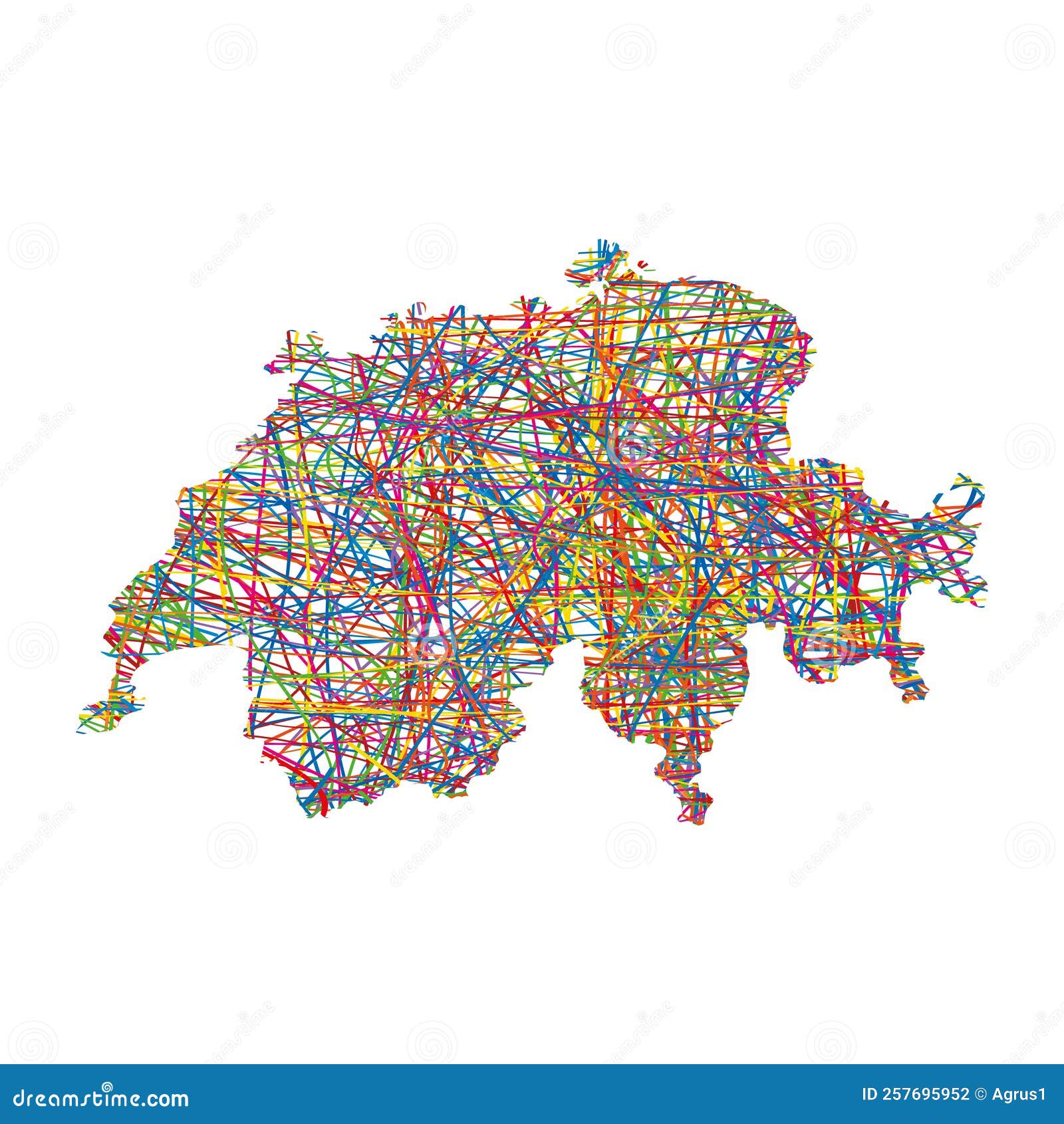 Vector Illustration of Multicolored Abstract Striped Map of Switzerland ...