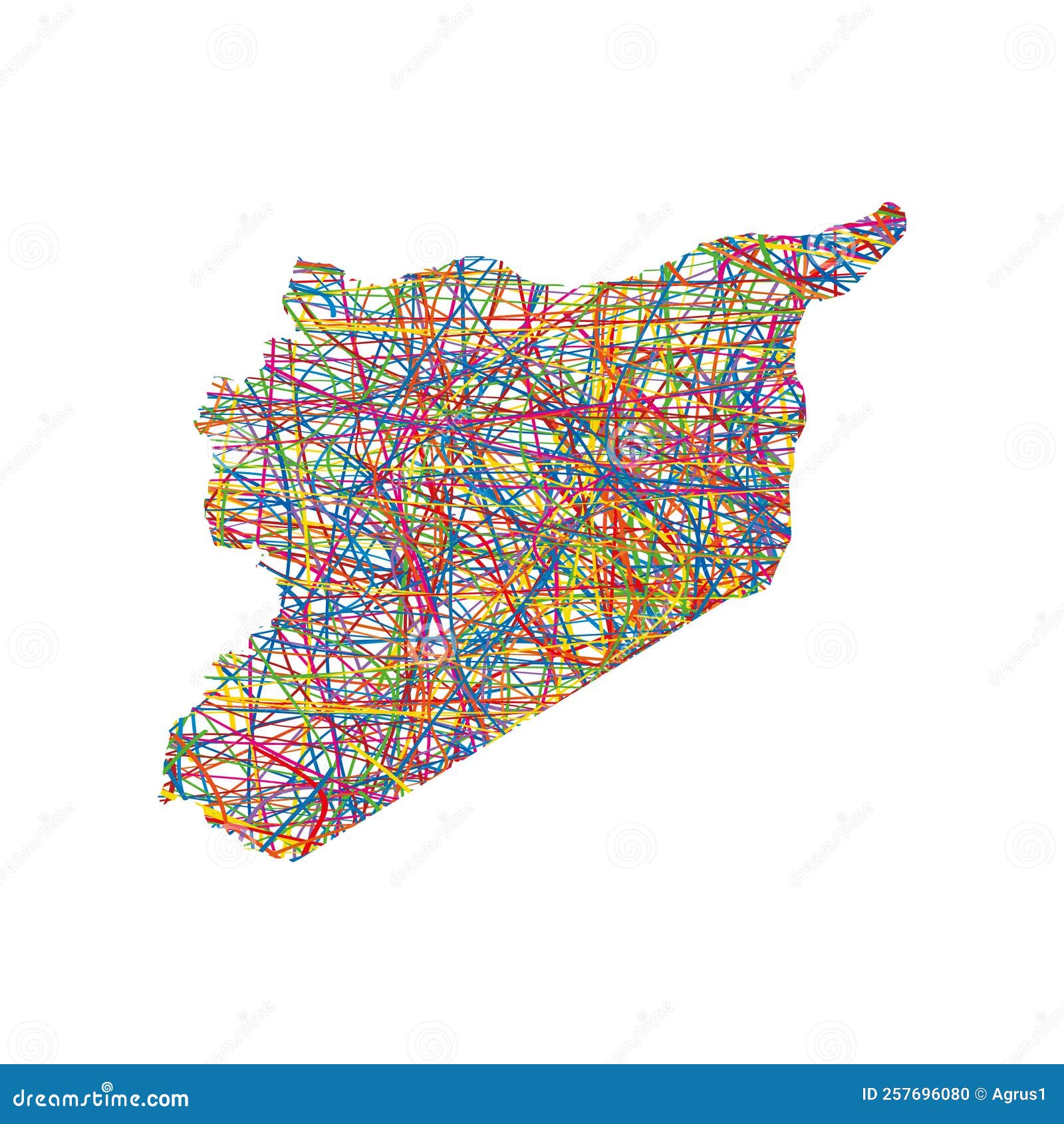 Vector Illustration of Multicolored Abstract Striped Map of Syria Stock ...