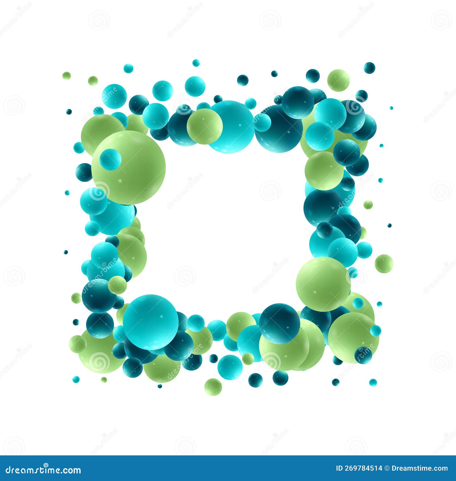 Vector Illustration with Multicolored Bubbles. Green and Blue Balls ...