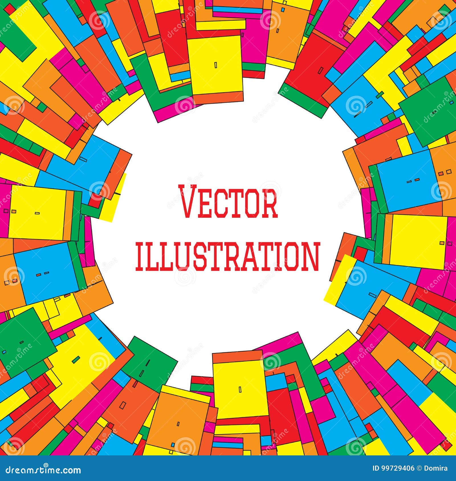 Vector Illustration of Multicolored Squares As Stickers with Text Box ...