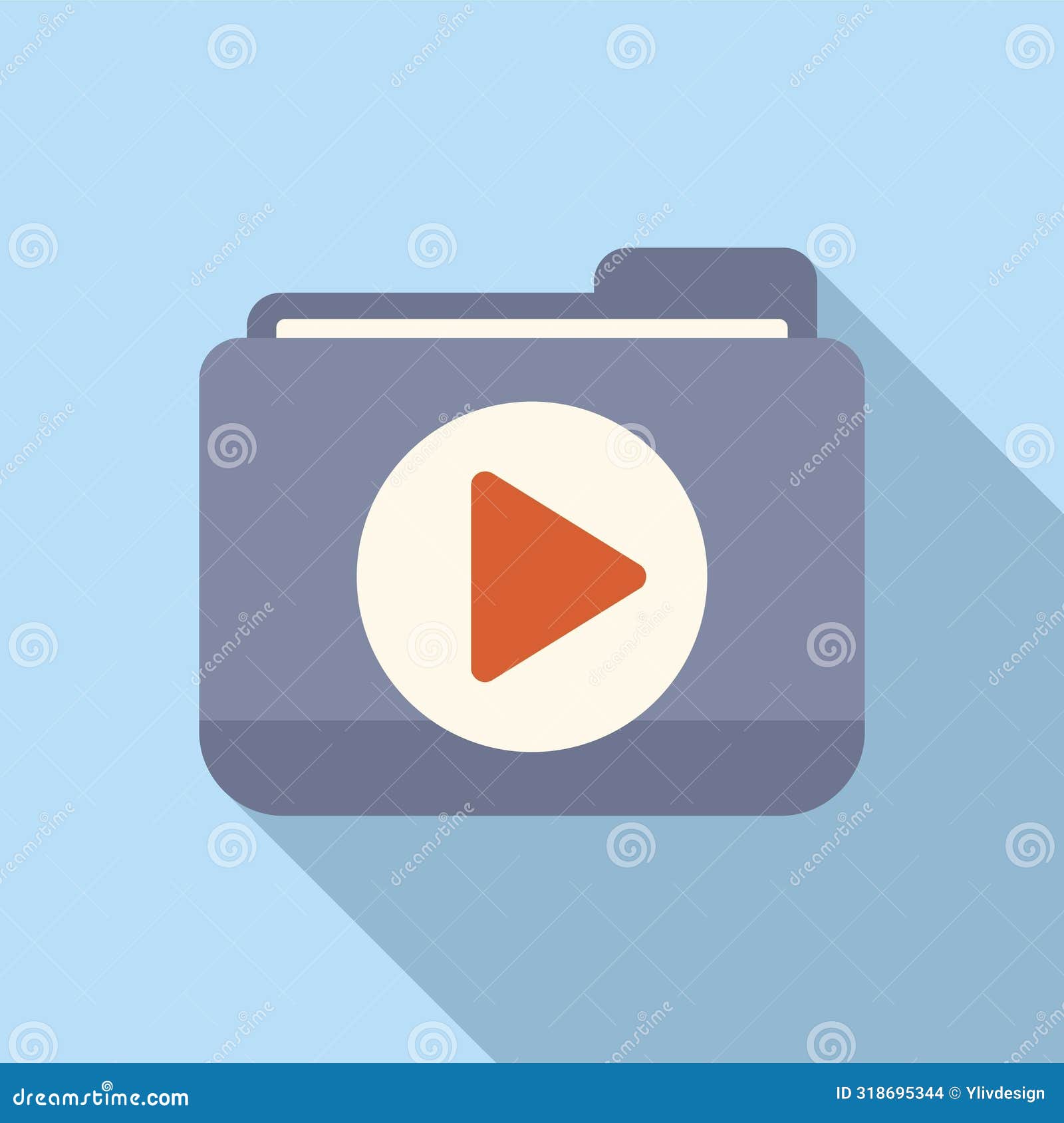Flat Design Icon of Multimedia Folder Stock Vector - Illustration of ...