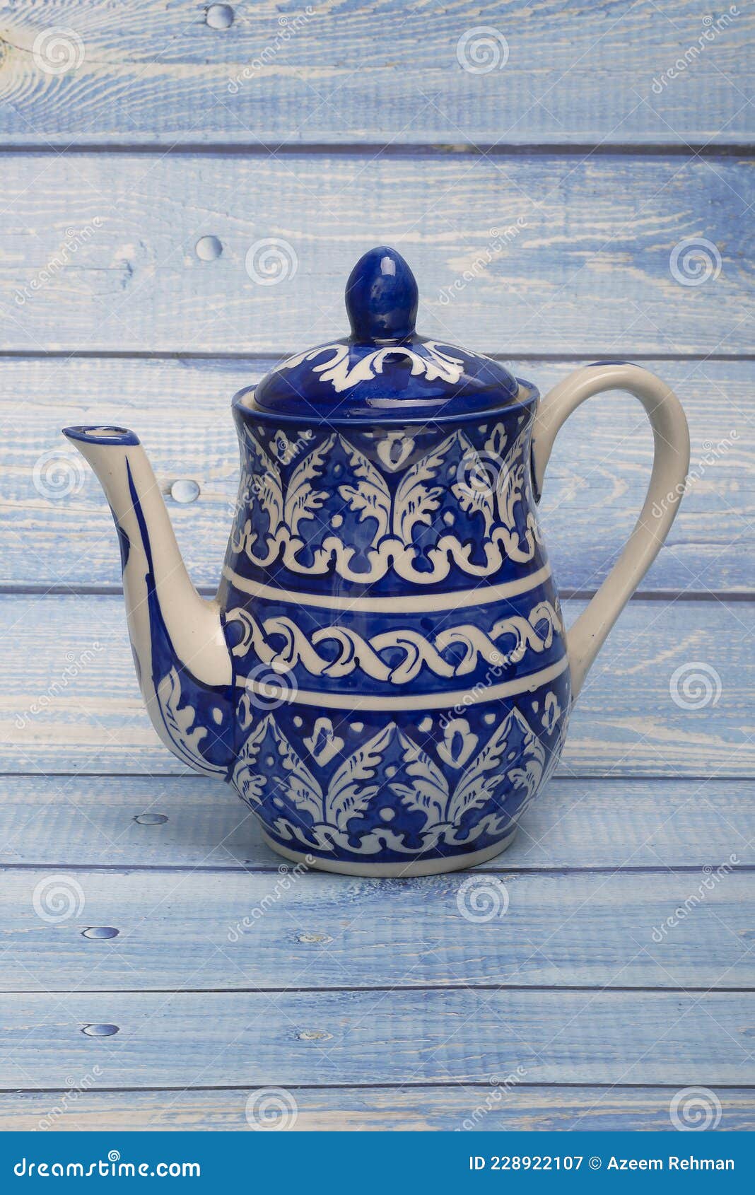 Multani Blue Pottery Decorative Teapot with Kashikari Art Stock Image ...