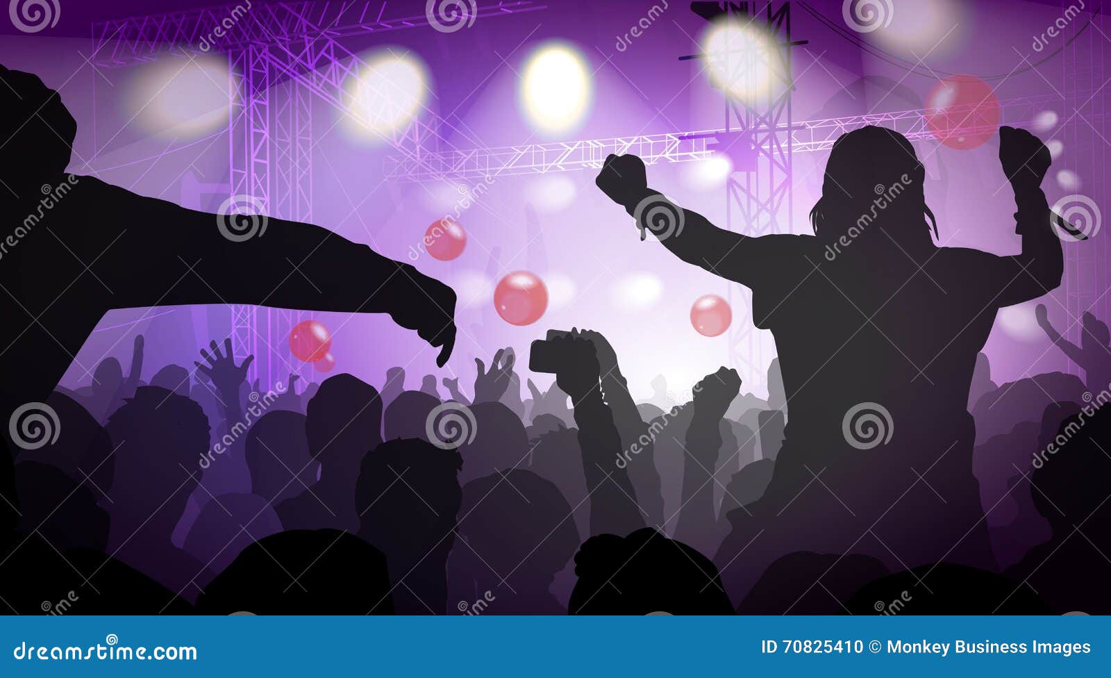 Vector Illustration of Music Concert with Audience Stock Illustration ...