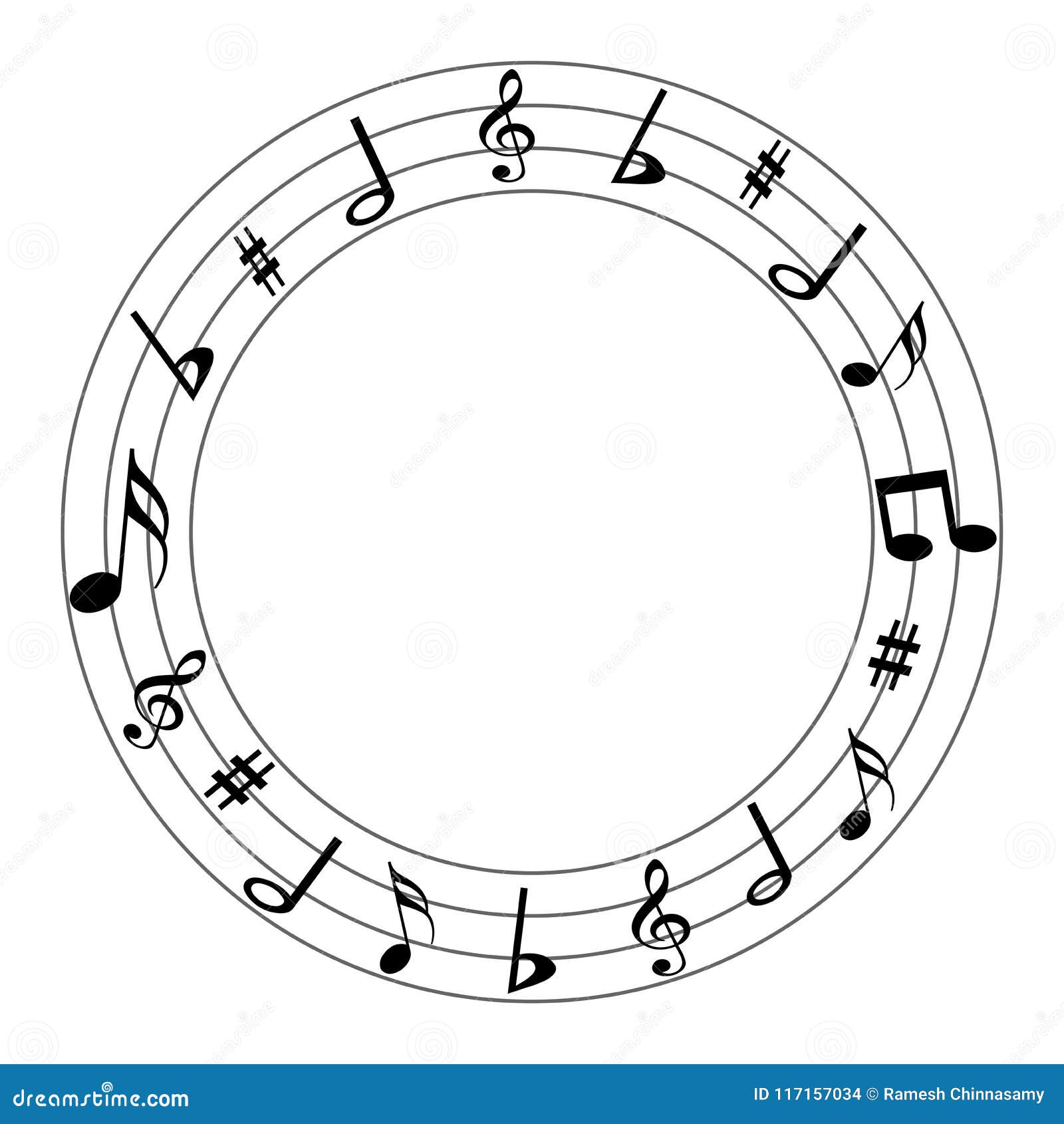 Vector Illustration Music Notes Round Logo Stock Vector - Illustration ...