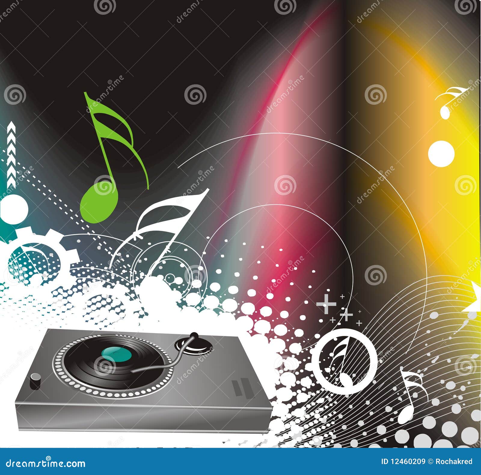 Vector Illustration on a Musical Theme with Turnta Stock Vector ...