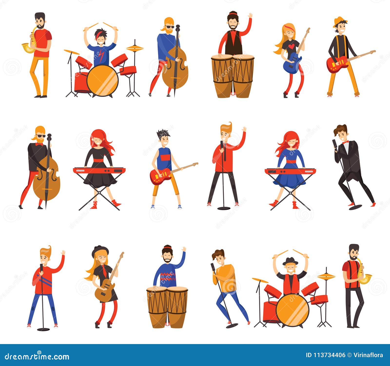 Vector Illustration of Musicians in a Flat Style Stock Vector ...