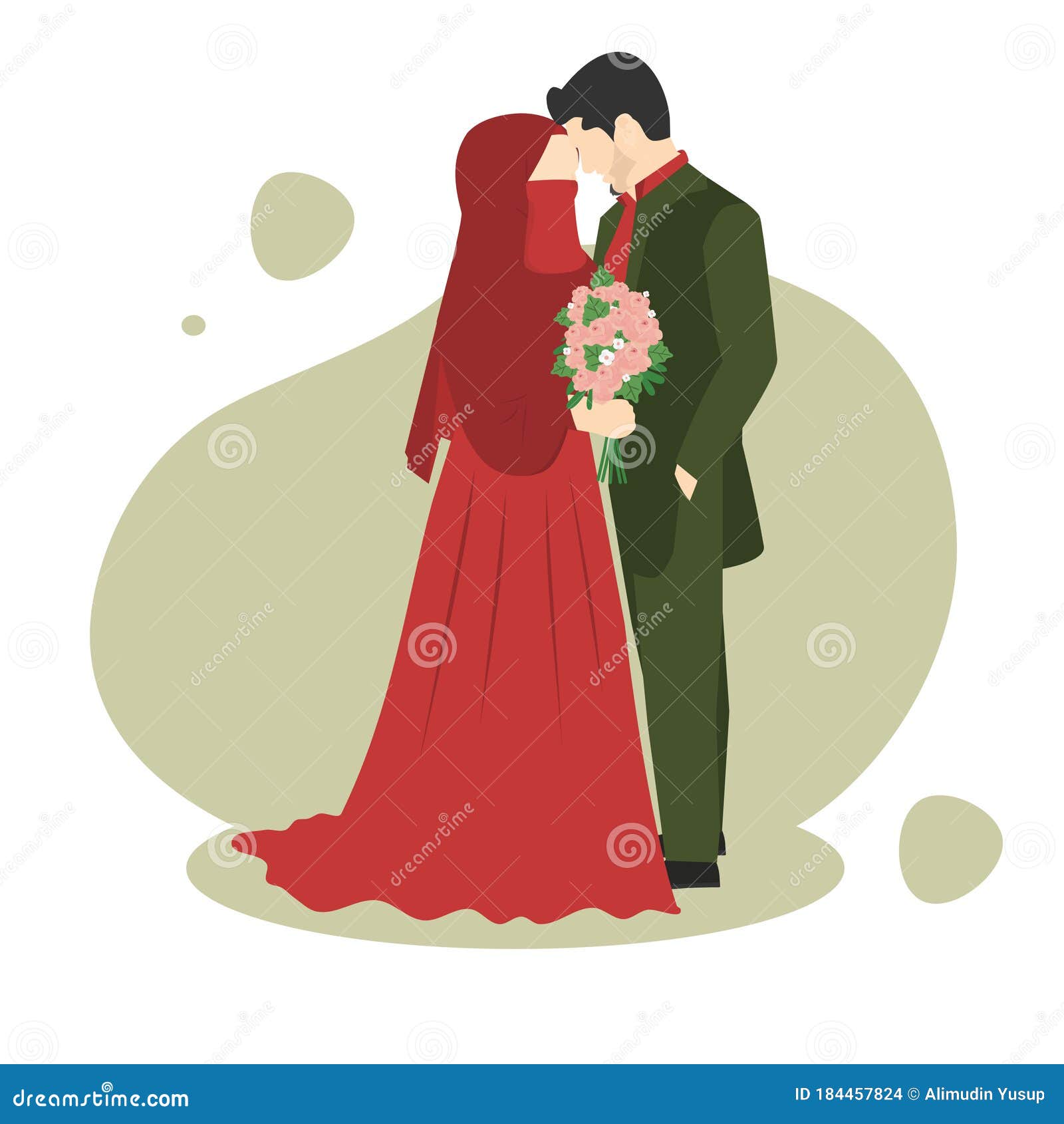 Vector Illustration Of A Muslim Couples Marriage Stock Vector