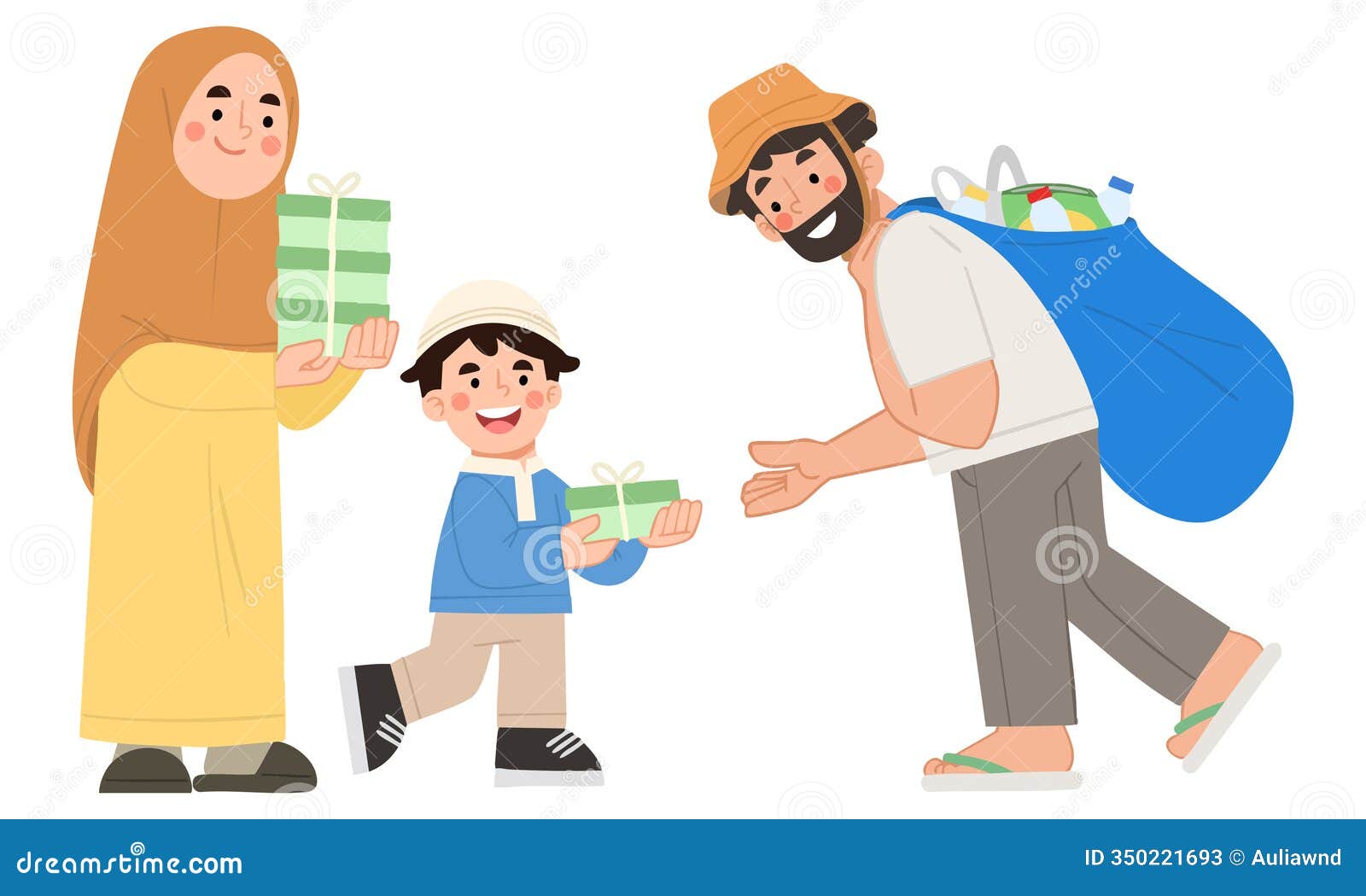 Vector Illustration of Muslims Giving Alms. Stock Illustration ...