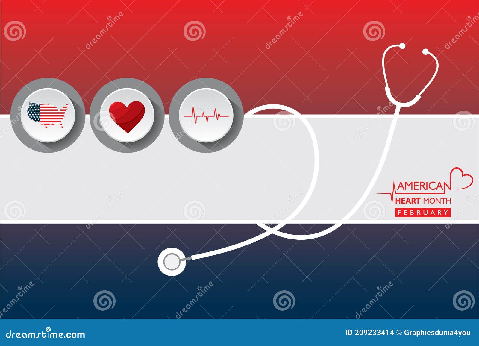 National American Heart Month Observed In February Stock Vector