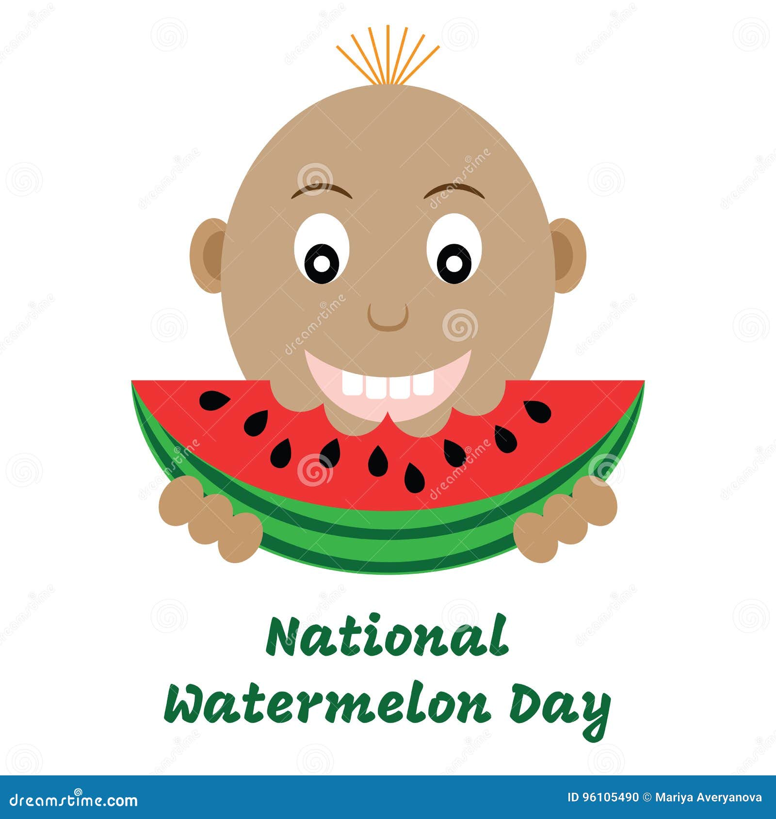 Watermelon With Bites Mark Isolated On White Background. Watercolor ...