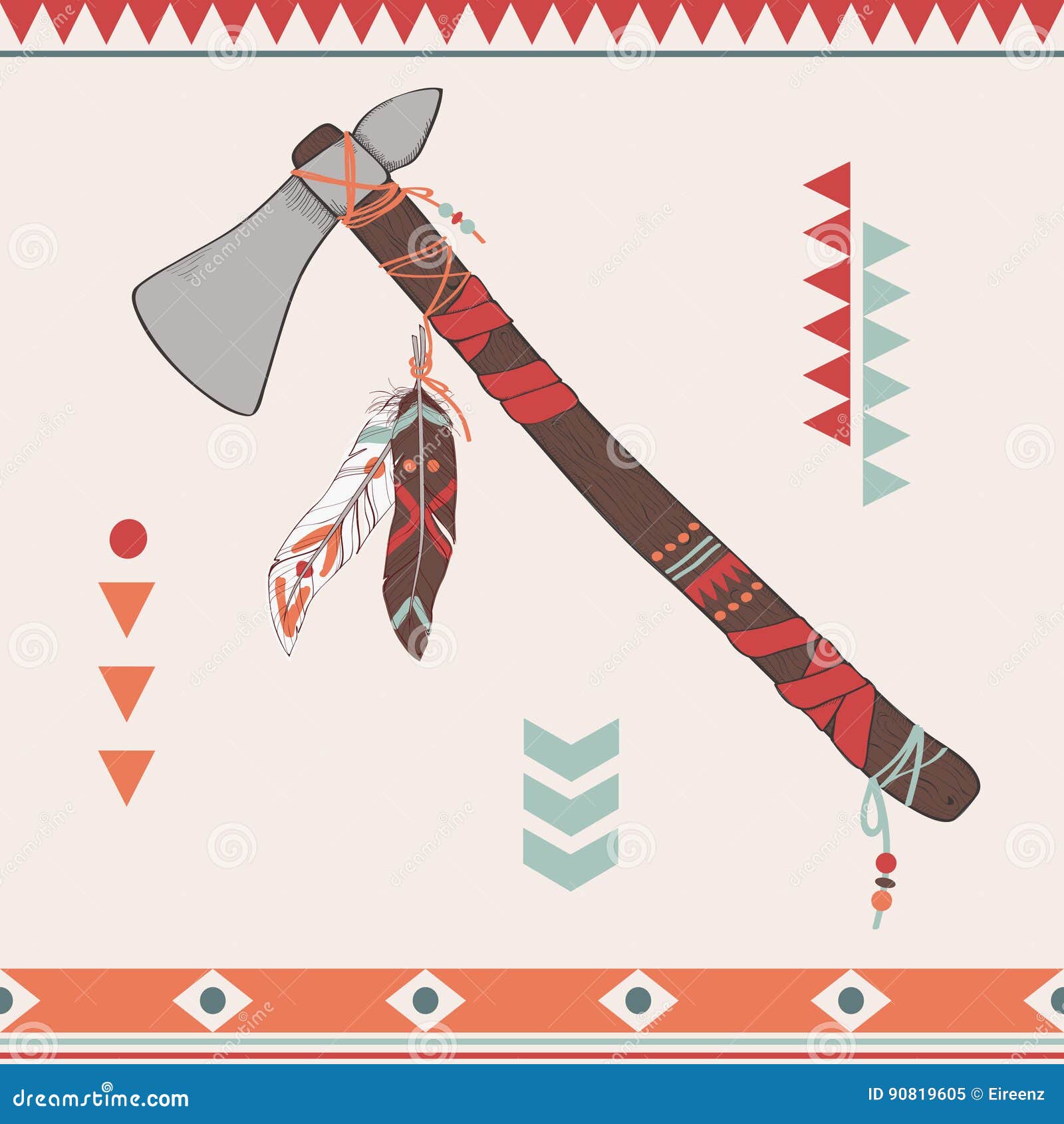 Vector Illustration of Native American Indian Tomahawk Stock Vector ...