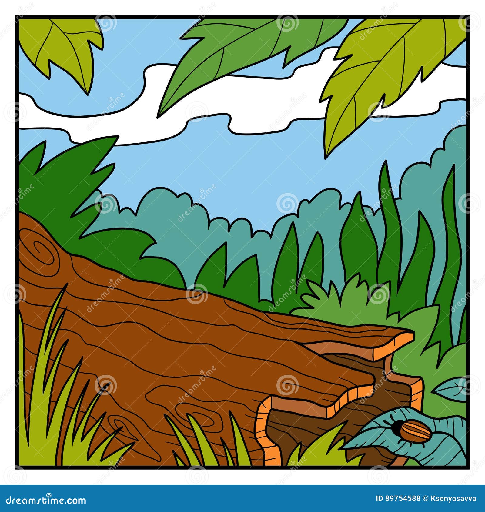 Vector Illustration, Natural Color Background. a Fallen Tree Stock ...