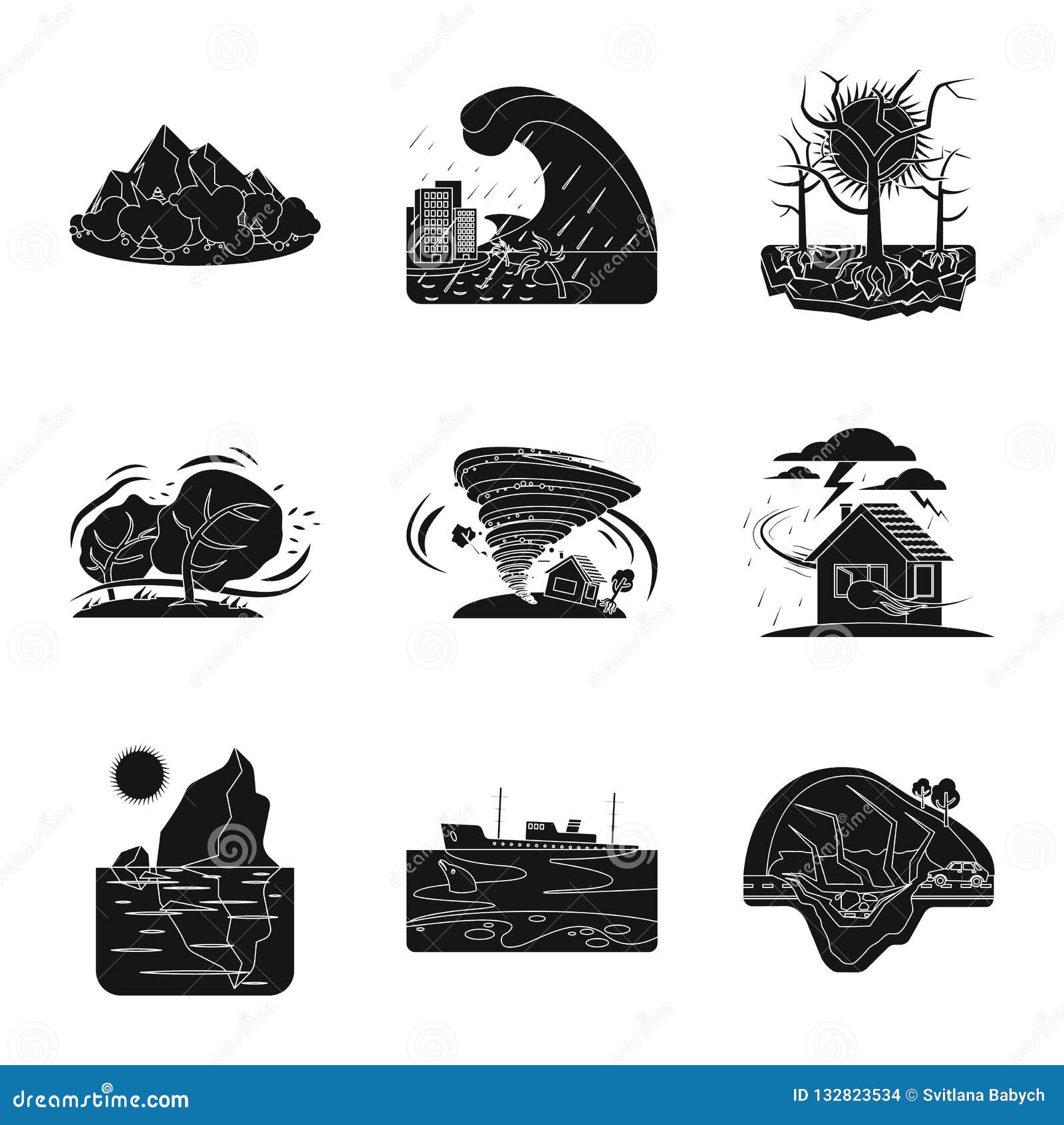 Vector Illustration of Natural and Disaster Icon. Set of Natural and ...