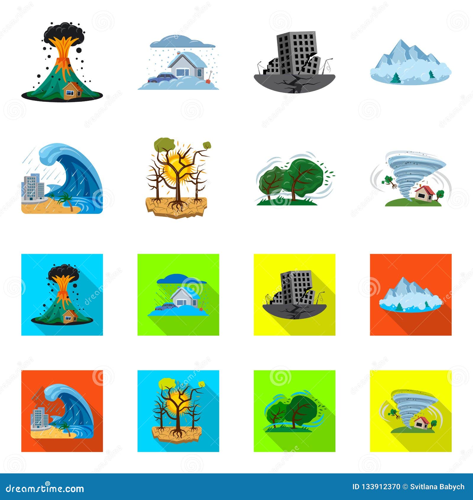 Vector Illustration of Natural and Disaster Icon. Set of Natural and ...