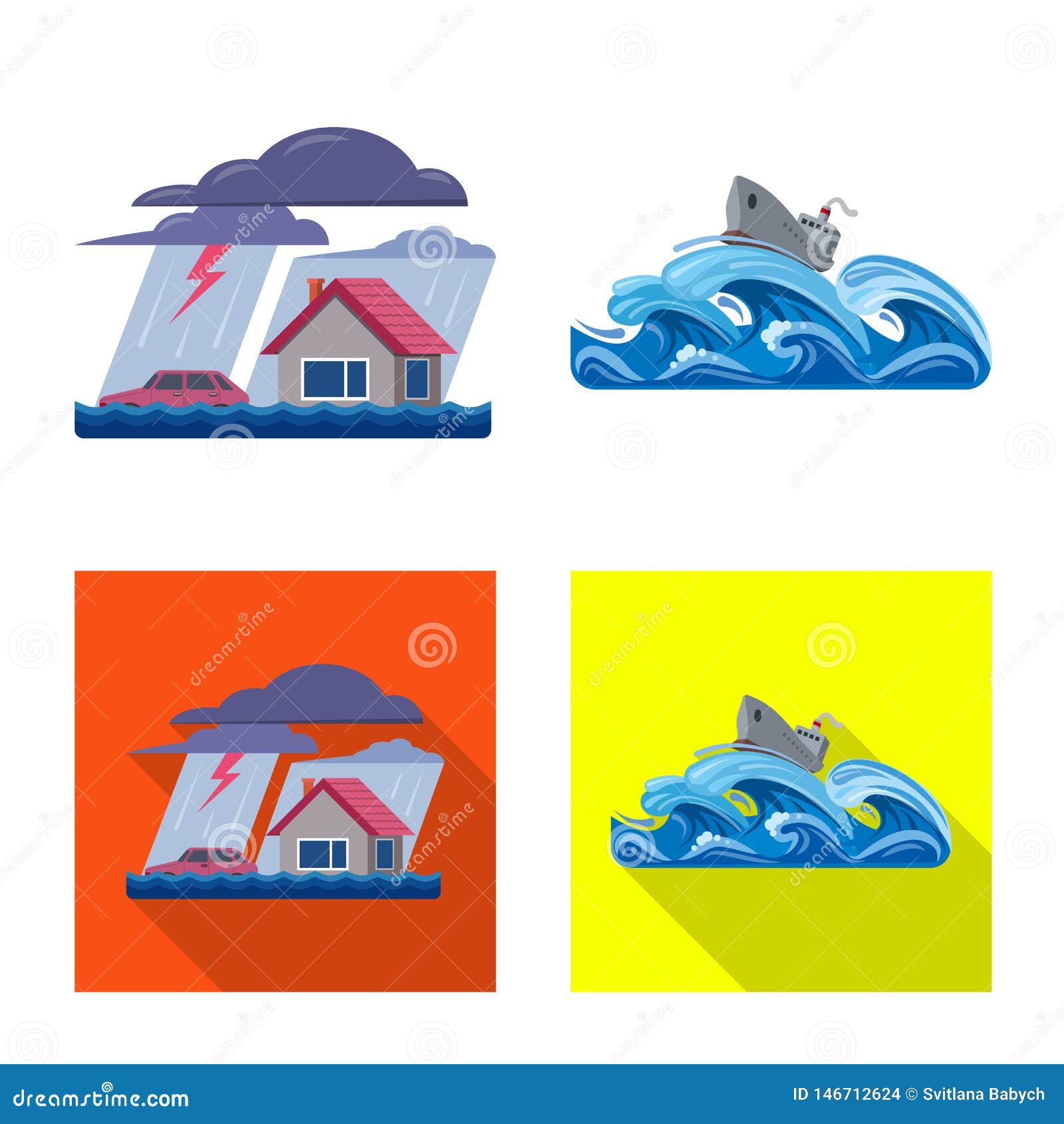 Vector Illustration of Natural and Disaster Icon. Set of Natural and ...
