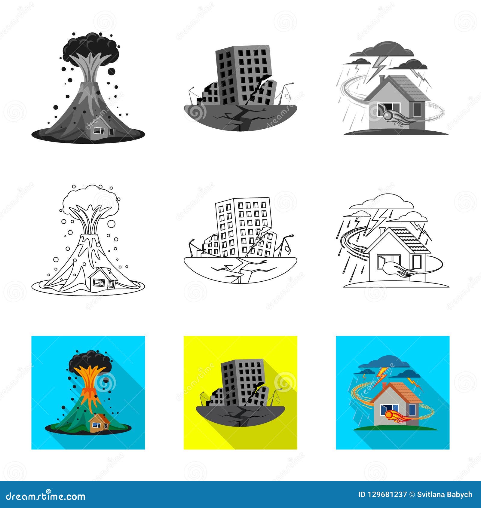 Vector Design of Natural and Disaster Icon. Set of Natural and Risk ...