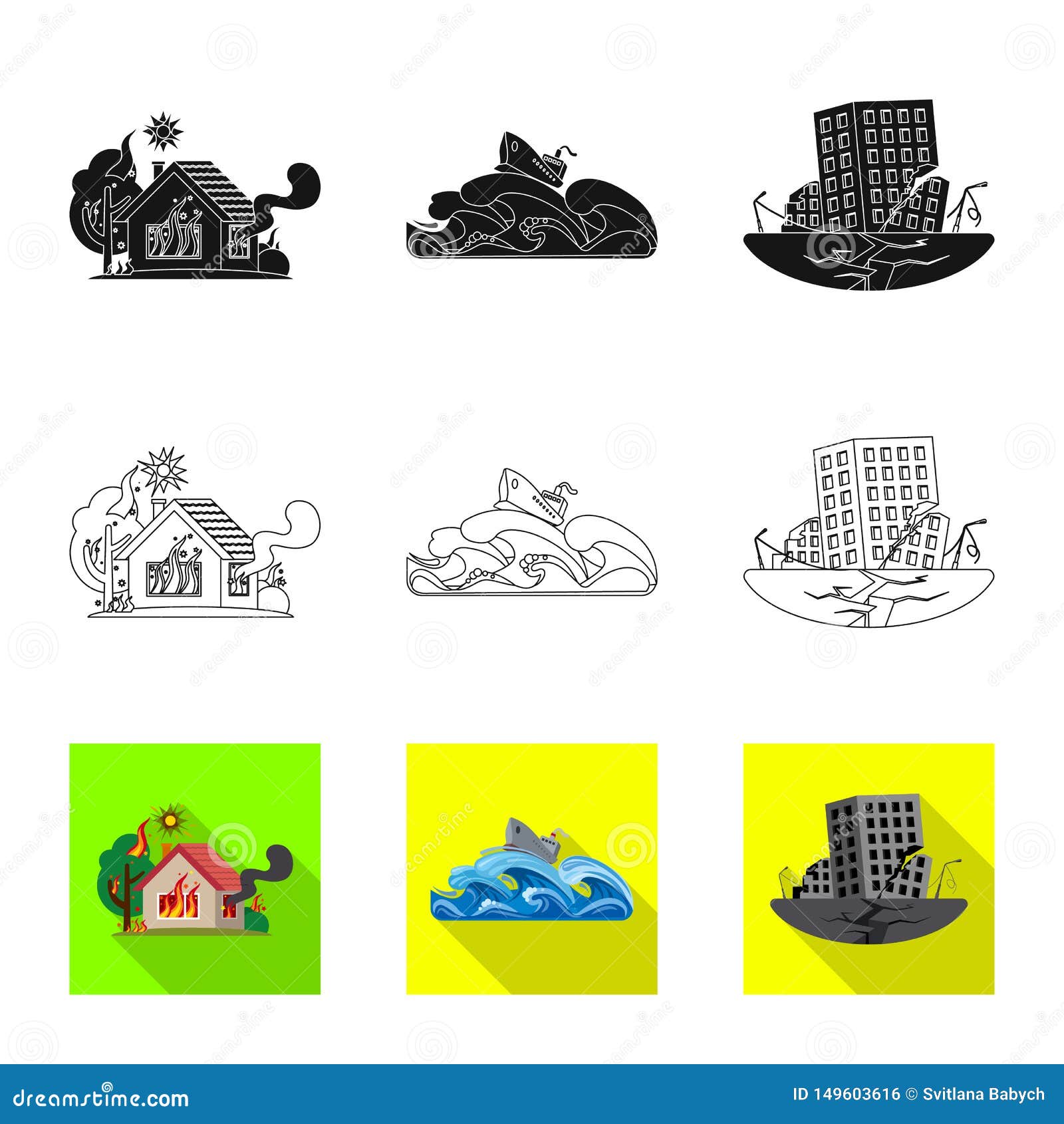 Vector Design of Natural and Disaster Icon. Collection of Natural and ...