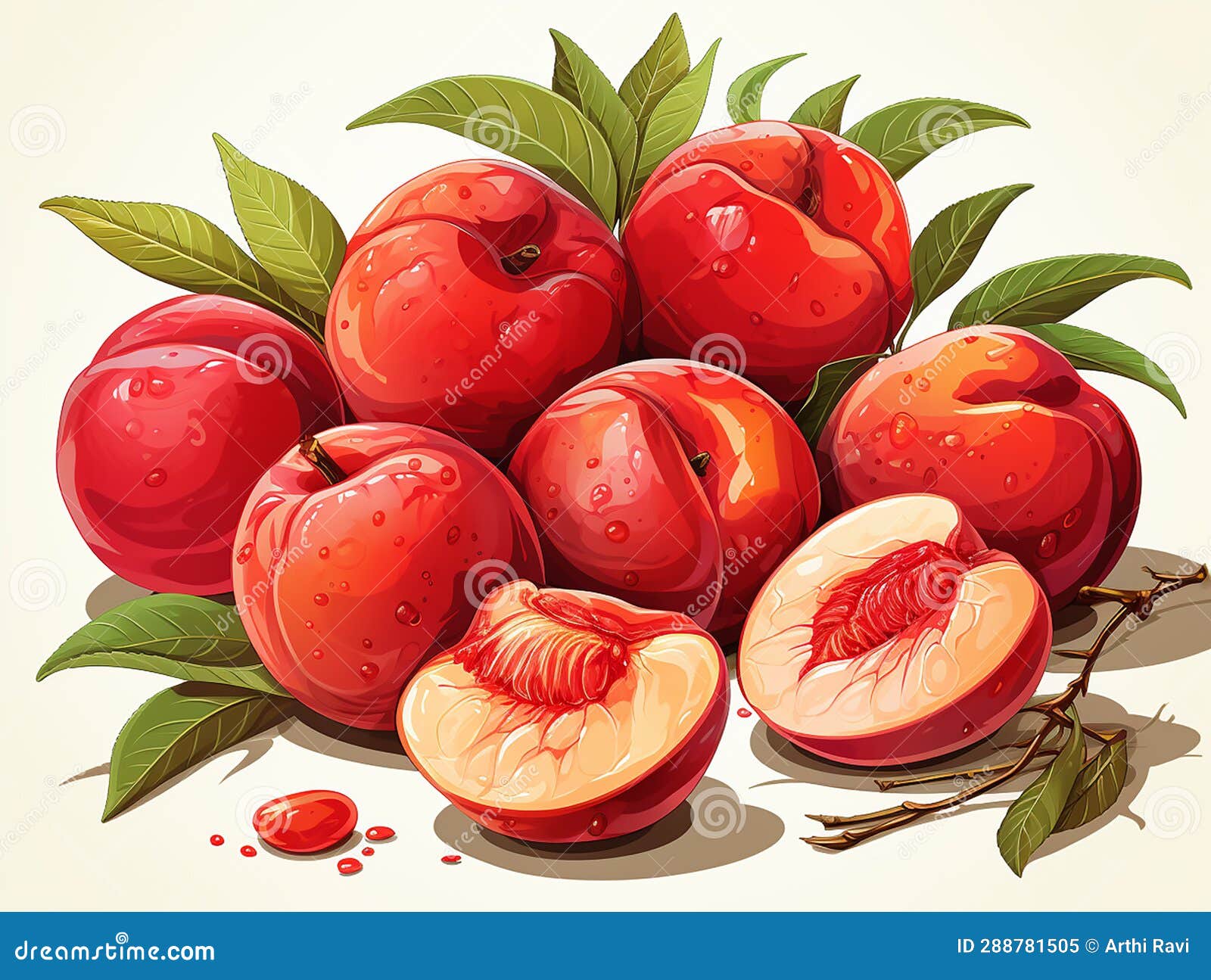 Vector Illustration of Nectarine Stock Illustration - Illustration of ...