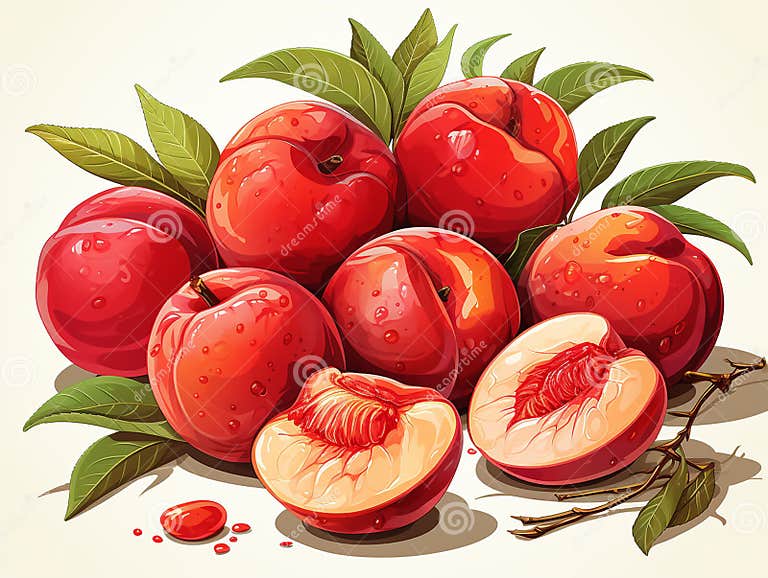 Vector Illustration of Nectarine Stock Illustration - Illustration of ...