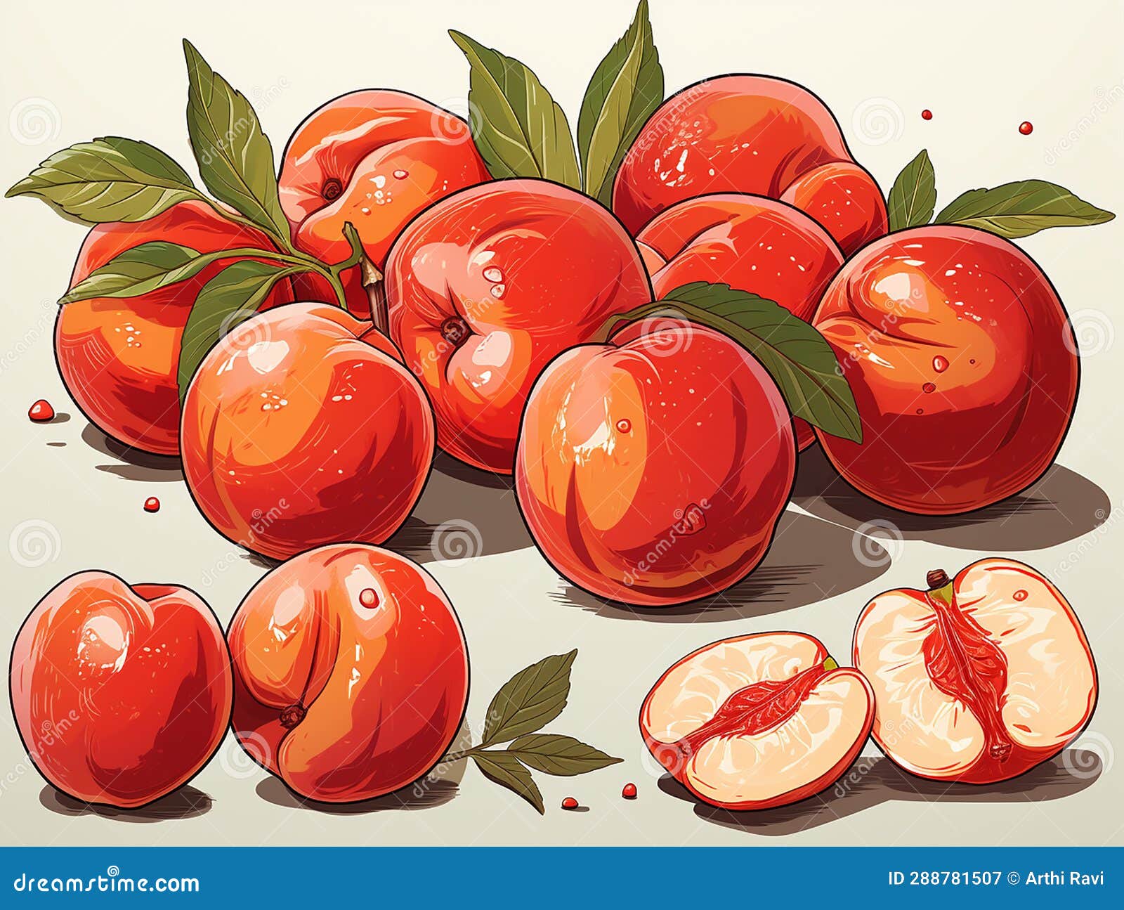 Vector Illustration of Nectarine Stock Illustration - Illustration of ...