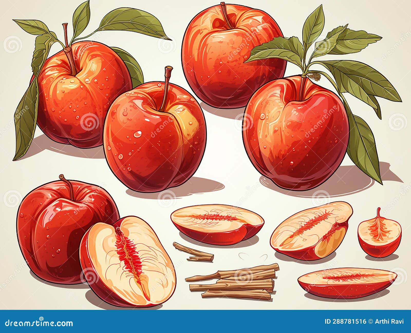 Vector Illustration of Nectarine Stock Illustration - Illustration of ...