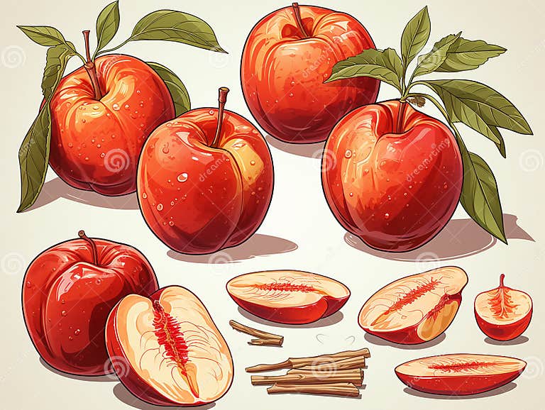 Vector Illustration of Nectarine Stock Illustration - Illustration of ...