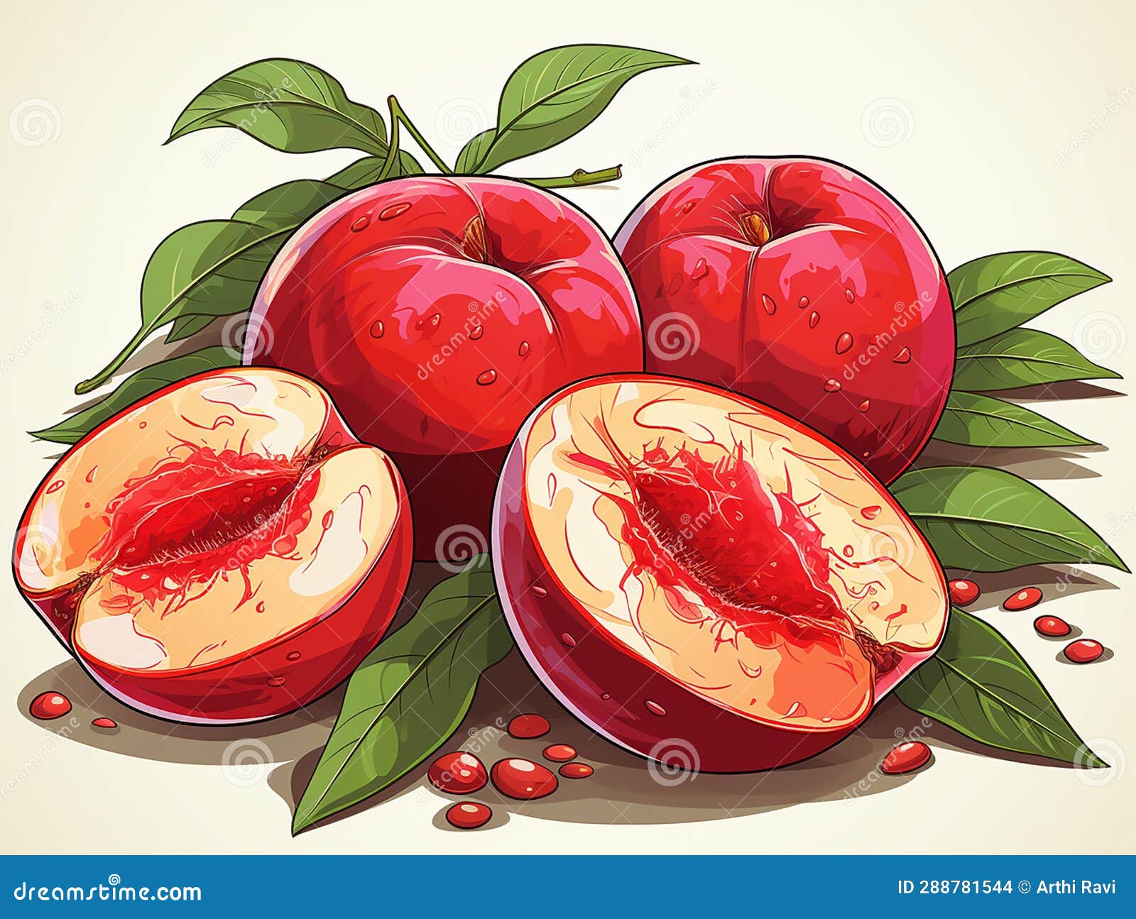 Vector Illustration of Nectarine Stock Illustration - Illustration of ...