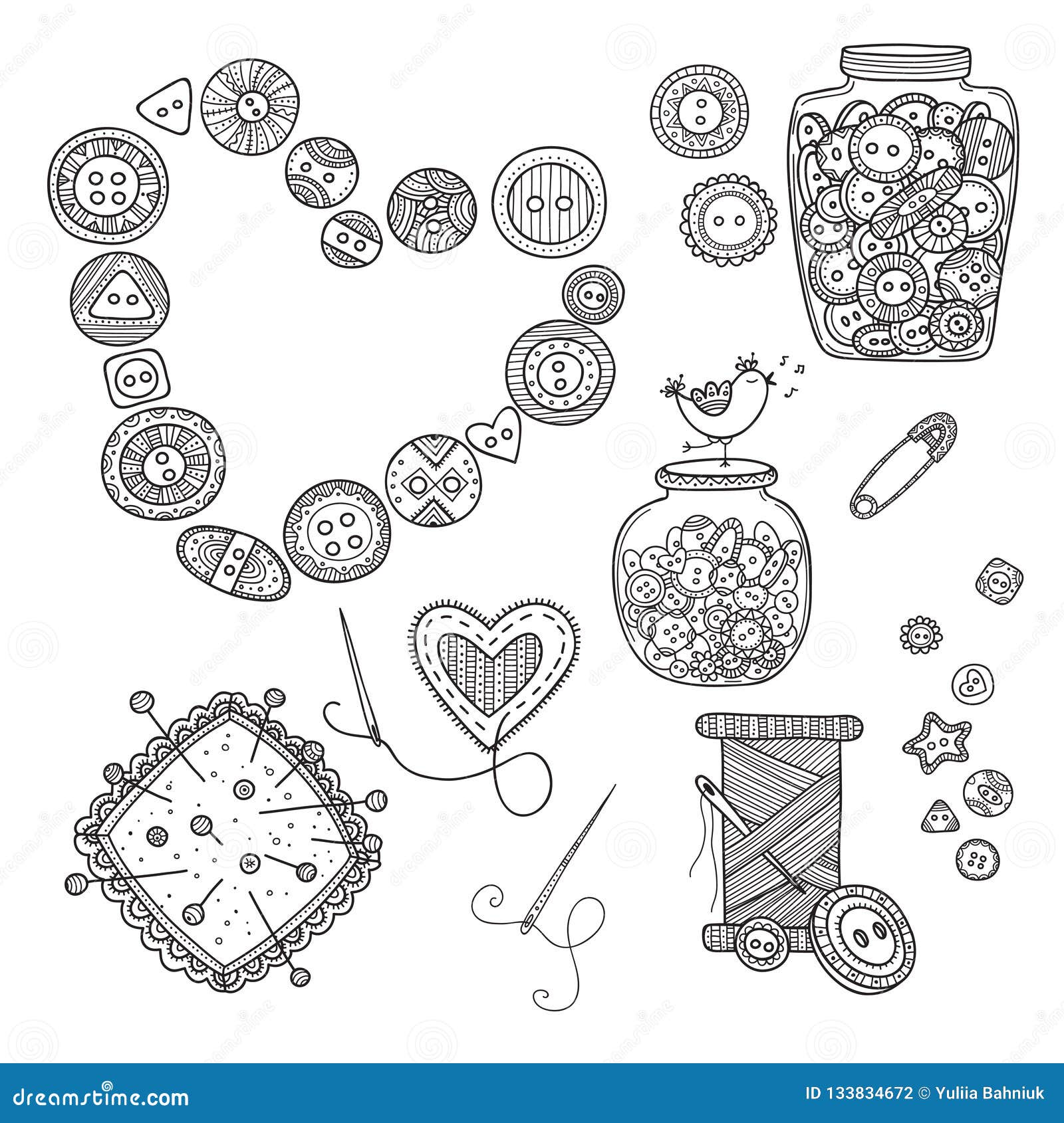 Vector Illustration of Needlework, Sewing Tools Stock Vector ...