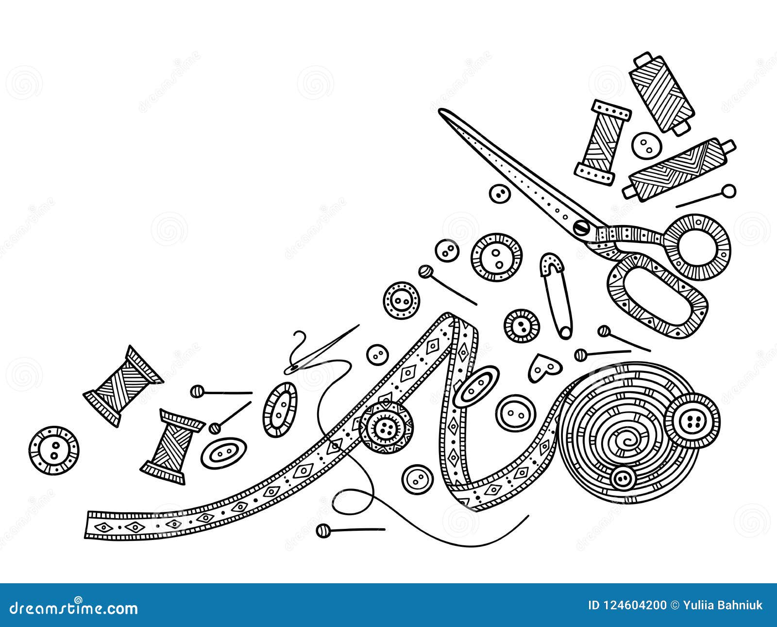 Vector Illustration Of Needlework Sewing Tools Stock Vector