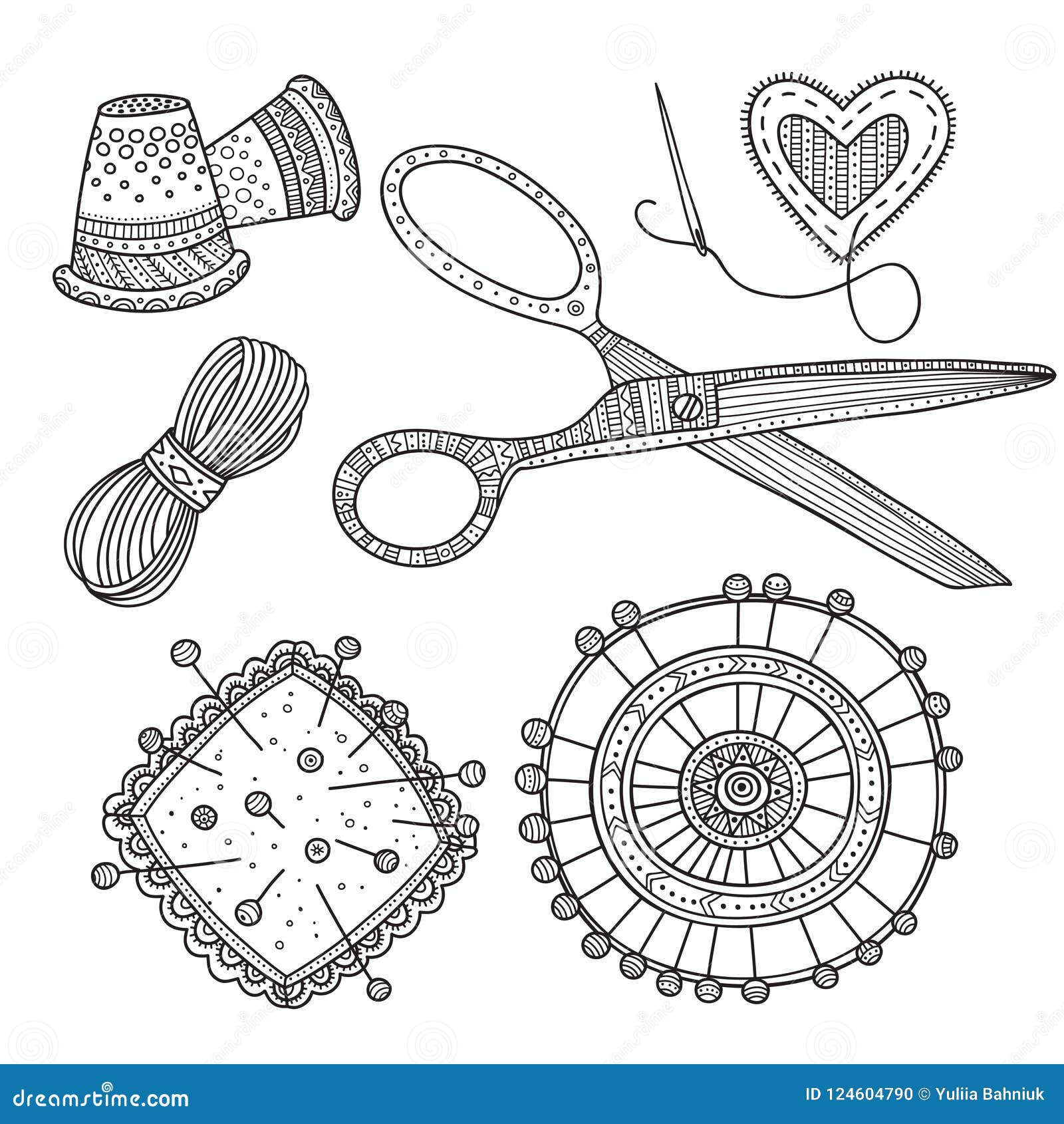 Vector Illustration Of Needlework Sewing Tools Stock Vector